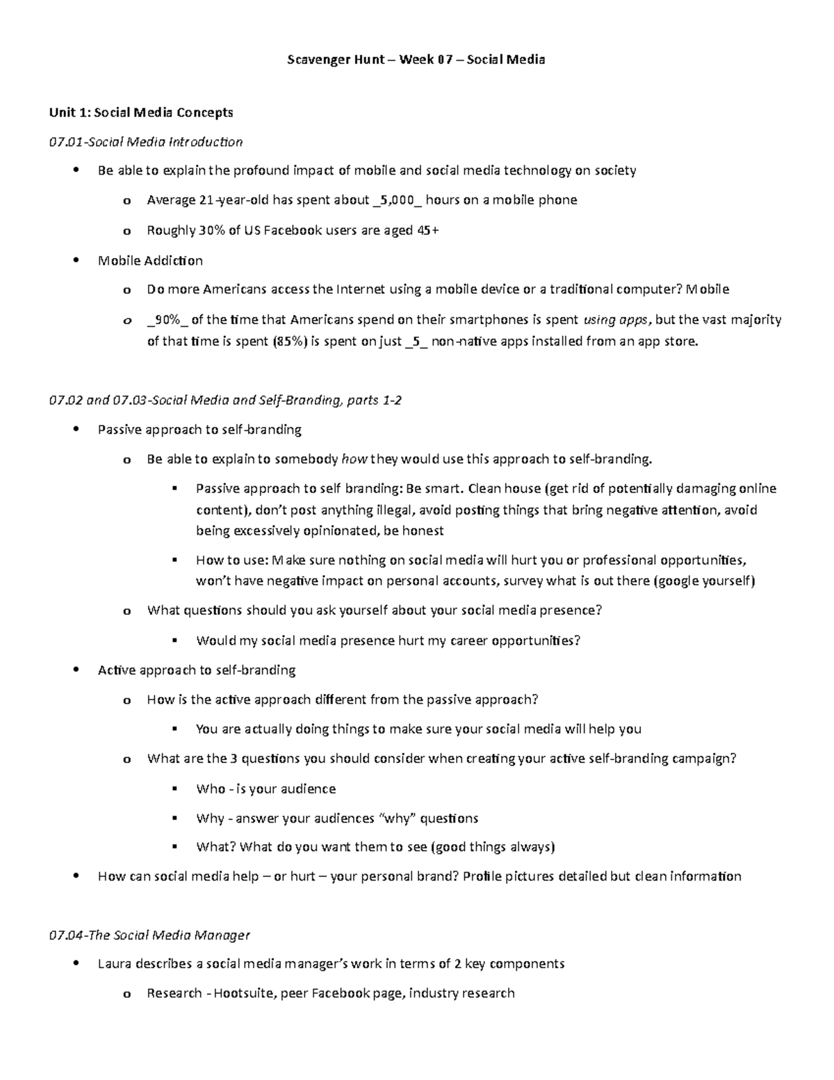 Scavenger Hunt 07-Social Media - Scavenger Hunt – Week 07 – Social ...