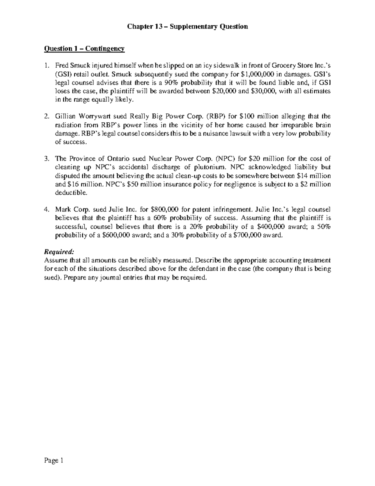 Chapter 13 - Supplementary Question - Chapter 13 – Supplementary ...