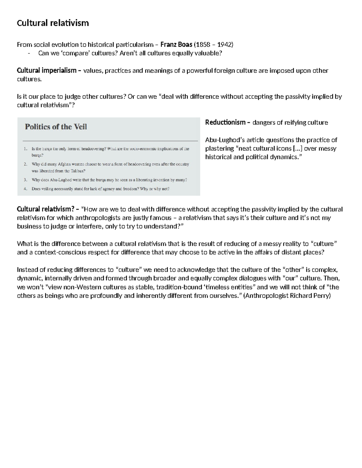 Cultural relativism - notes - Cultural relativism From social evolution ...