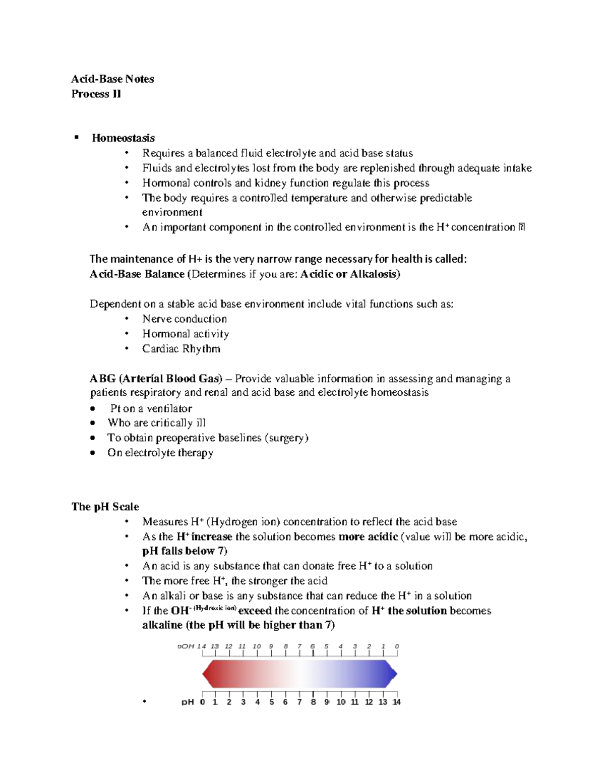 Acid Base Lecture - got - Acid-Base Notes Process II Homeostasis ...