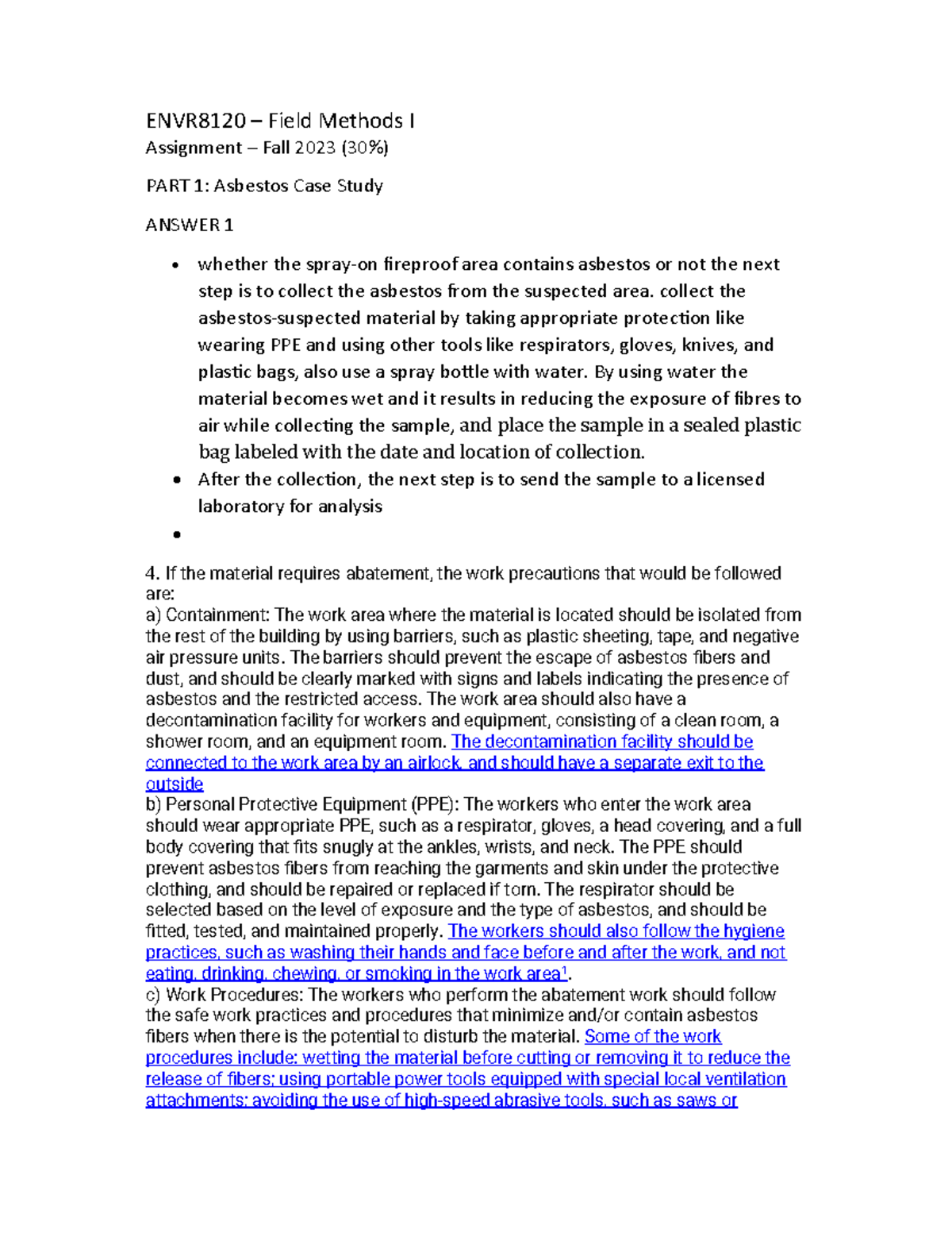 Field Method Assignment Envr8120 Field Methods I Assignment