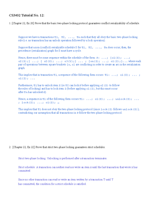 CS3402 - Tutorial 03 Solution - CS3402 Tutorial 3: Suppose each of the following Update ...