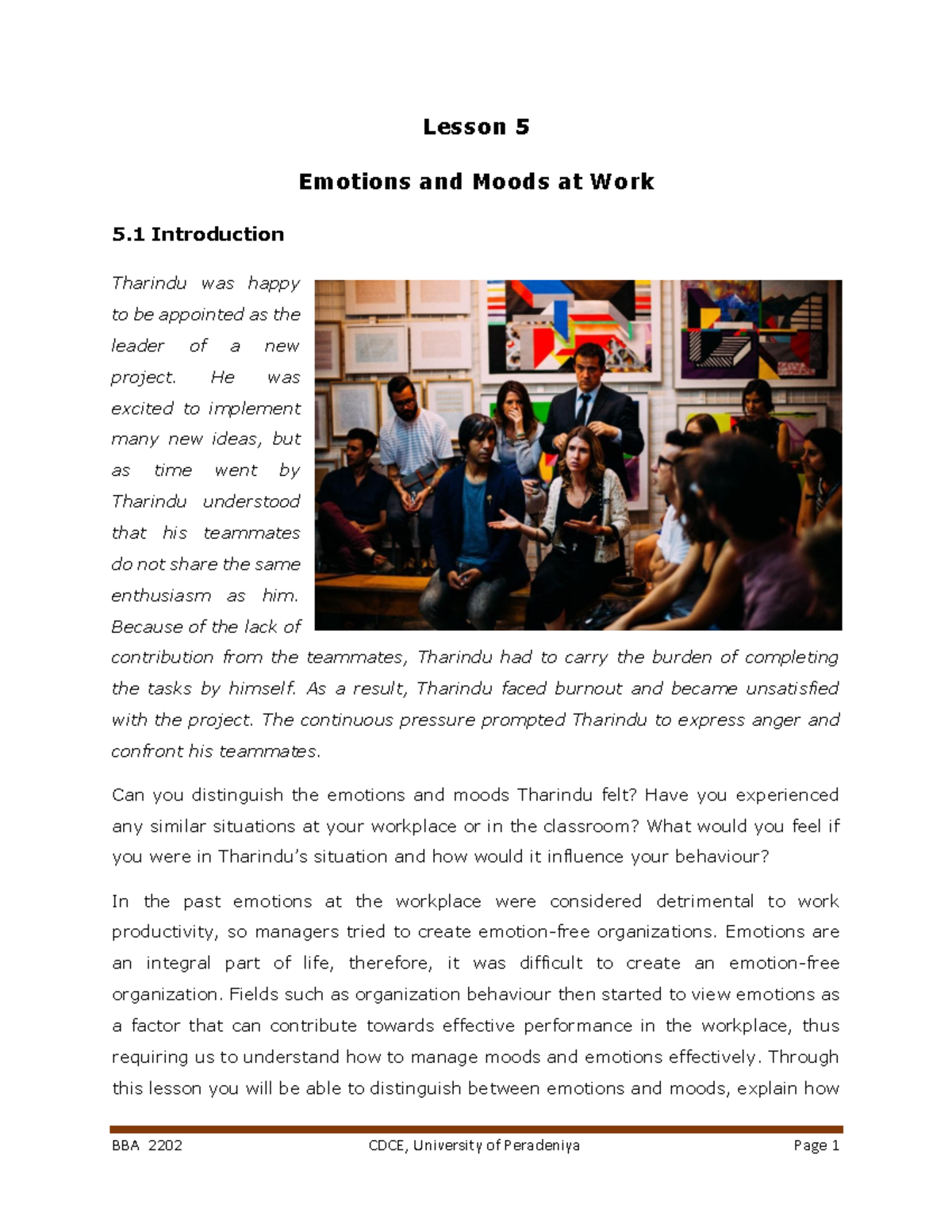 Lesson 5 Emotions and moods in work - Lesson 5 Emotions and Moods at ...