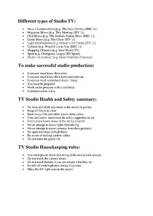 Studio roles and responsibilities - Studio roles and responsibilities 📺 ...