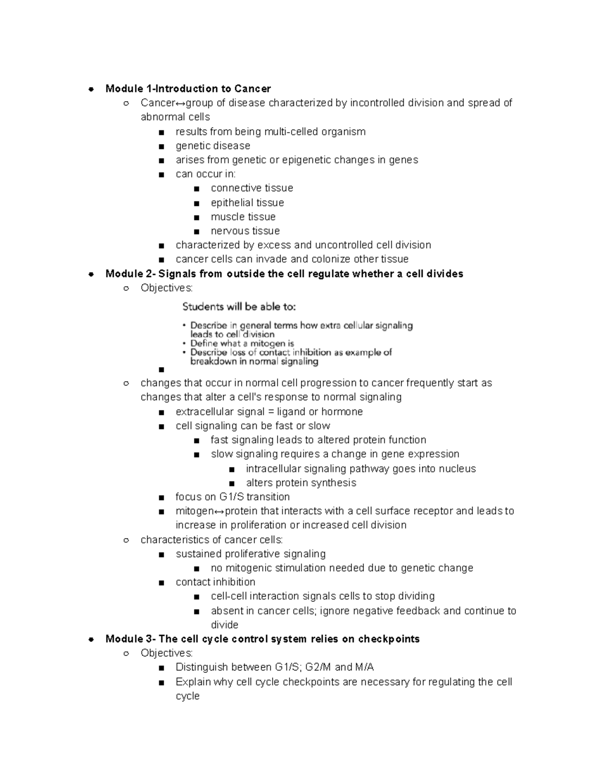 Bio201 Cell Cycle and Cancer Biology I - Module 1-Introduction to ...