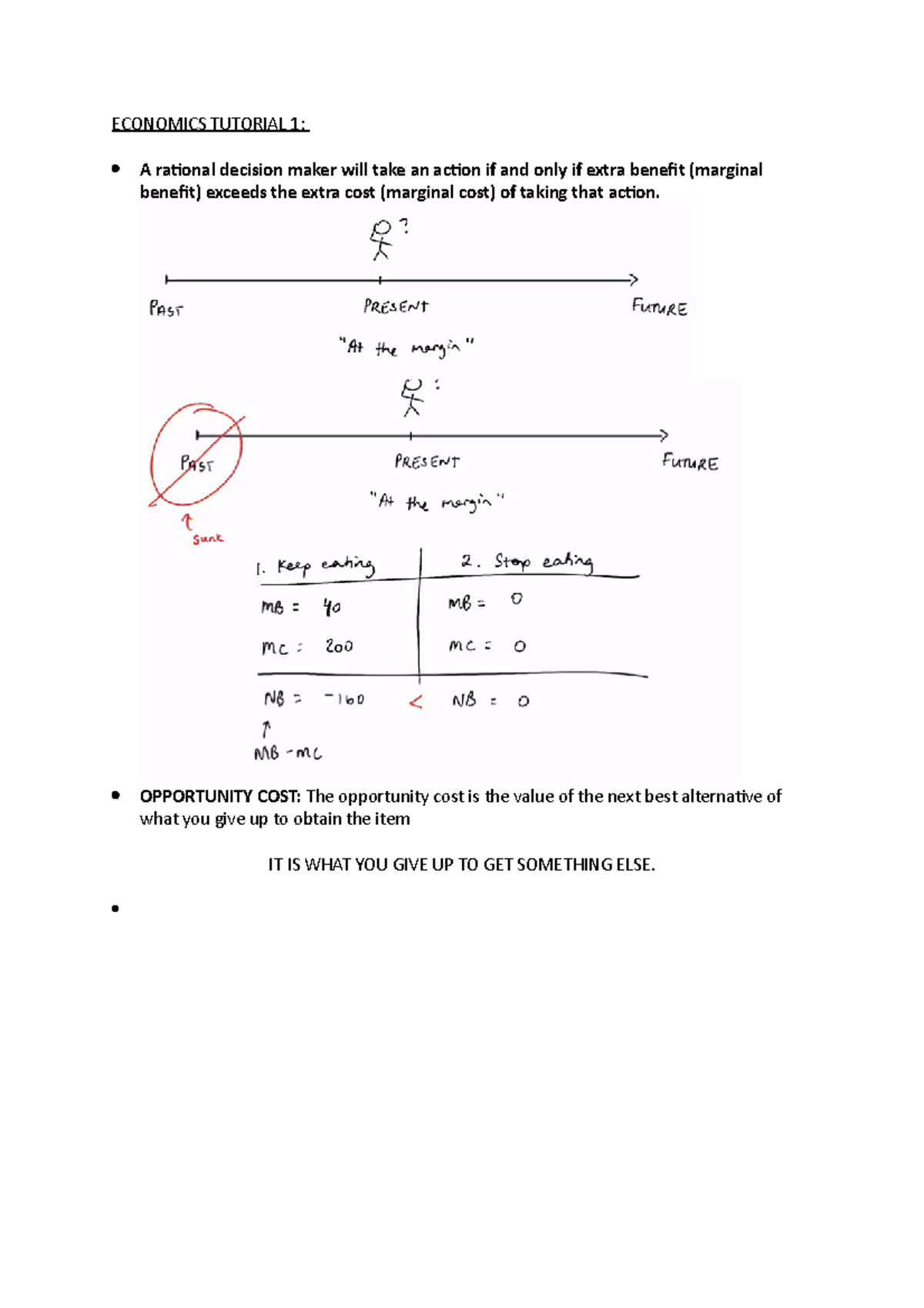 Economics Tutorial 1 - ECONOMICS TUTORIAL 1: A rational decision maker ...
