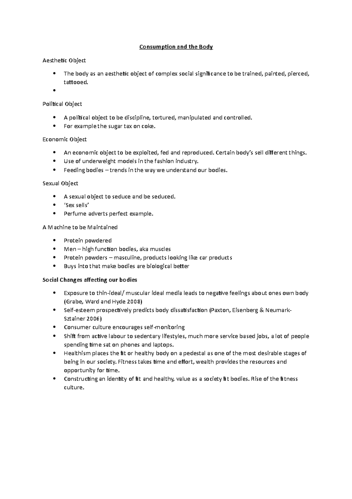 Consumption and the Body - Consumption and the Body Aesthetic Object ...