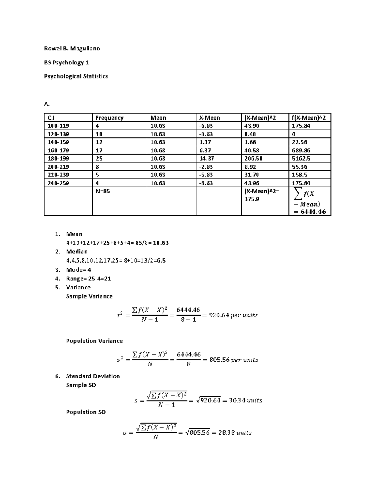 Psych STAT Thurs - How to answer stats - Rowel B. Maguliano BS ...