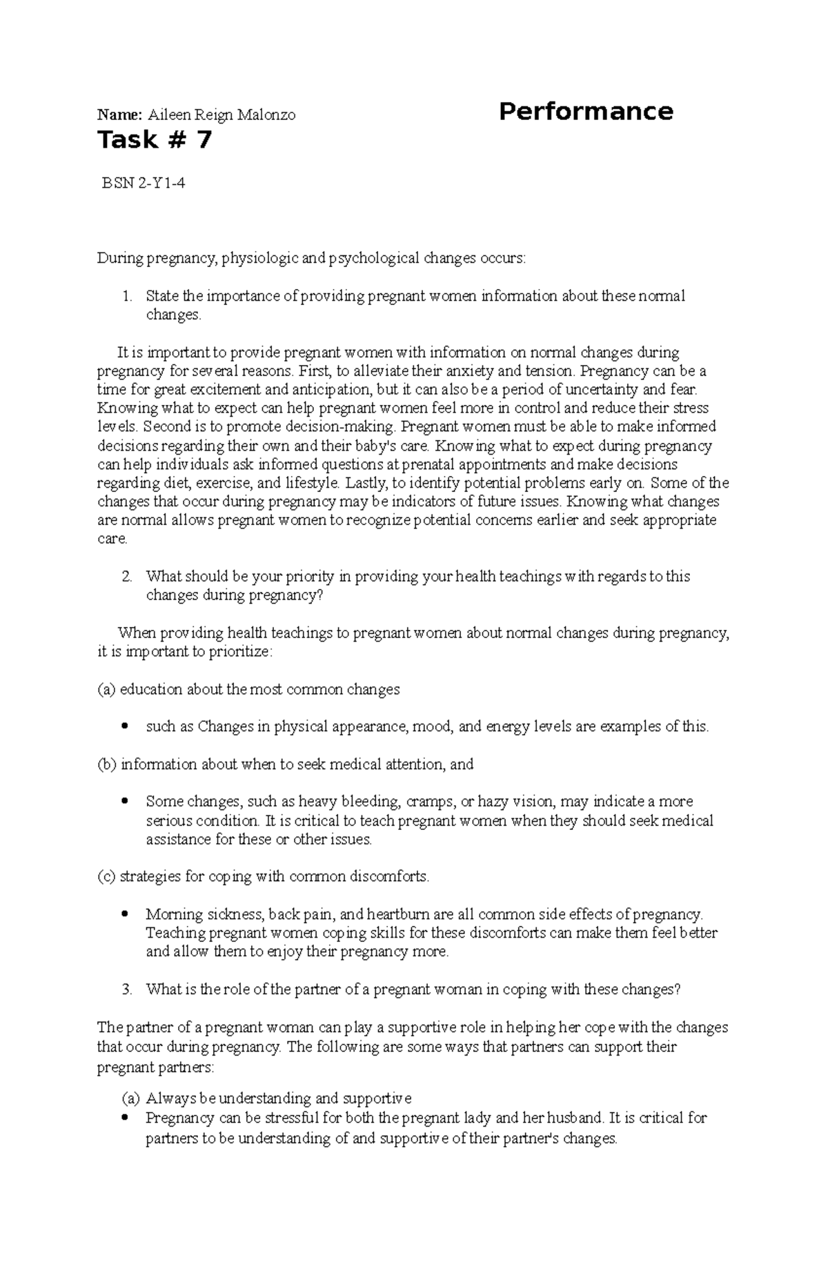 Performance Task # 7 - Name: Aileen Reign Malonzo Performance Task # 7 BSN 2-Y1- During ...