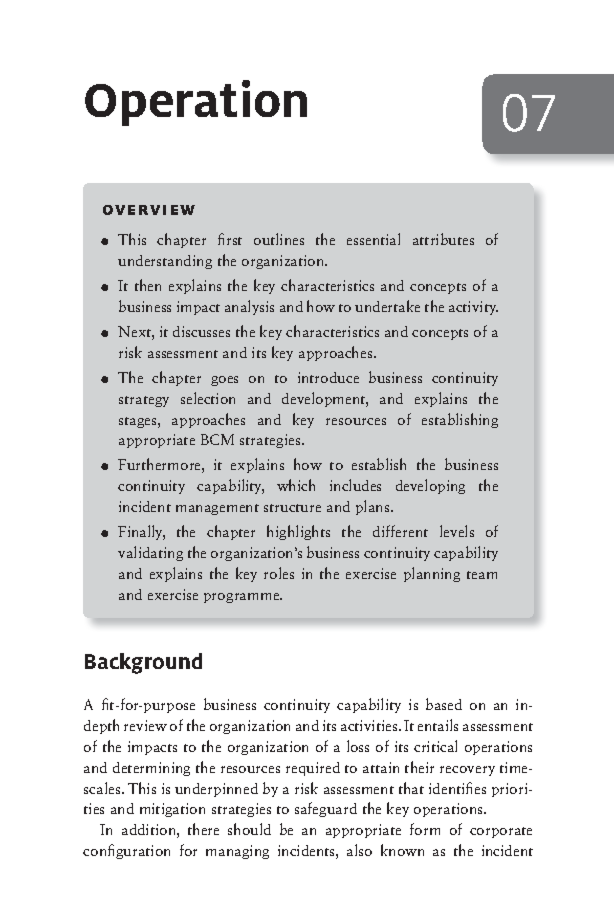 Chapter 07 Operation-1 - Operation 07 OV E RV I E W This chapter first ...