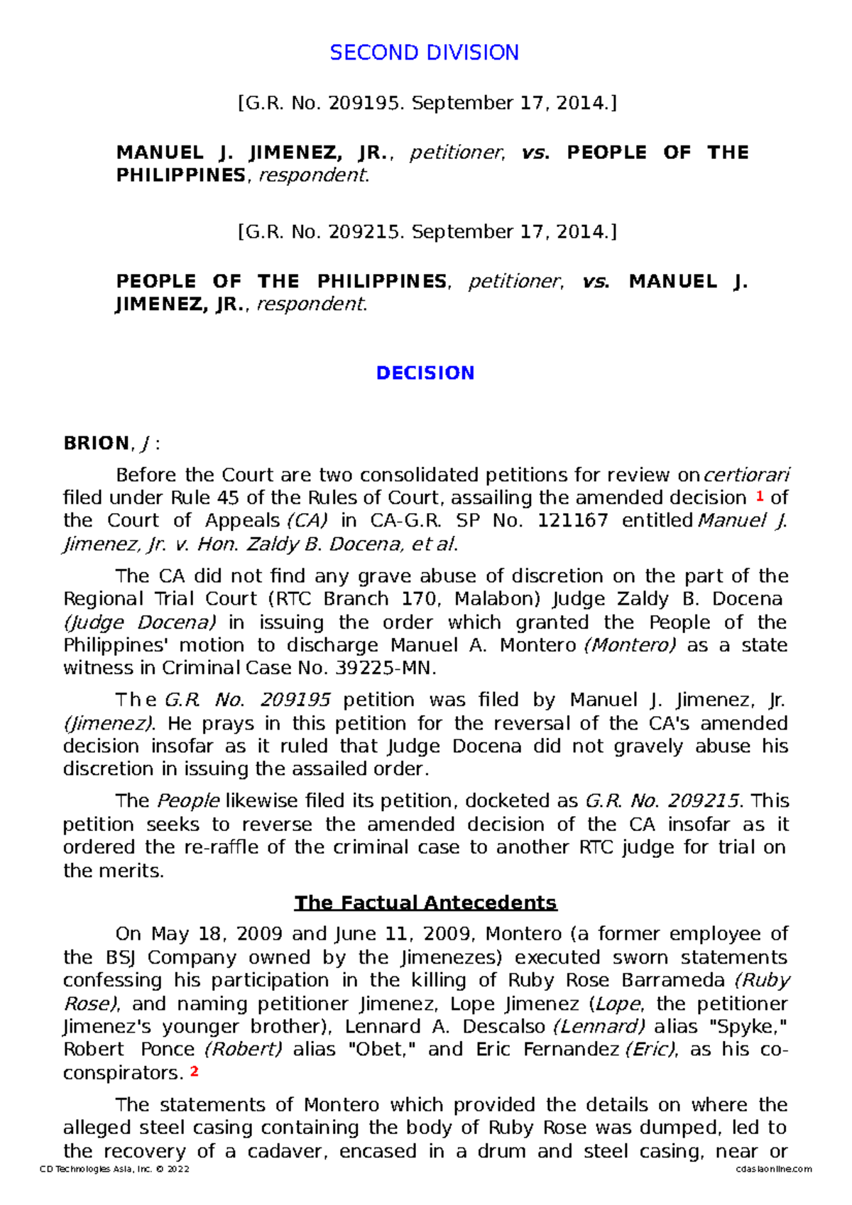 Jimenez v. People - SECOND DIVISION [G. No. 209195. September 17, 2014 ...