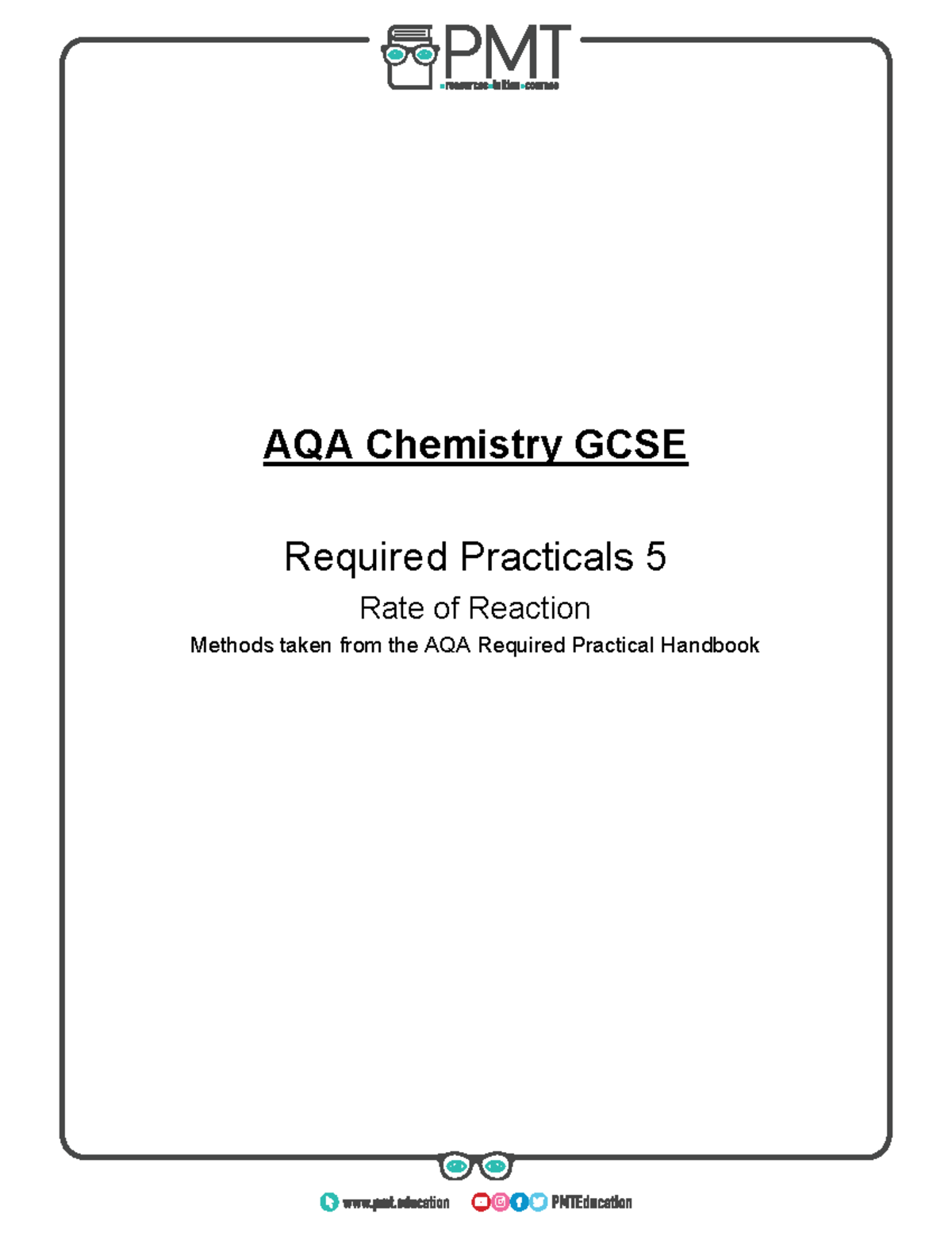 RP 5 - Rate of Reaction - Rp prs - AQA Chemistry GCSE Required ...