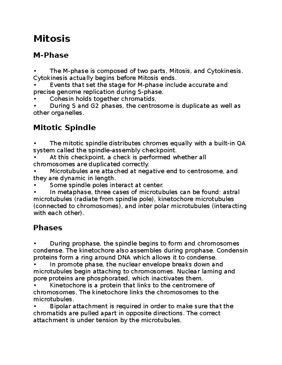 Mitosis - Lecture notes taken in-class for BIOMG 1350 taught by ...