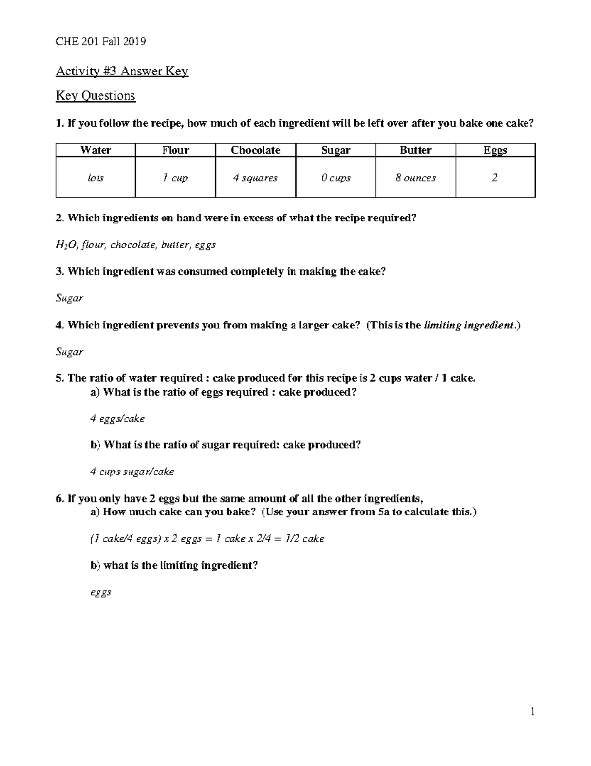 Activity 3 Answer KEY Class Activities Are Worth 10 Of The Class