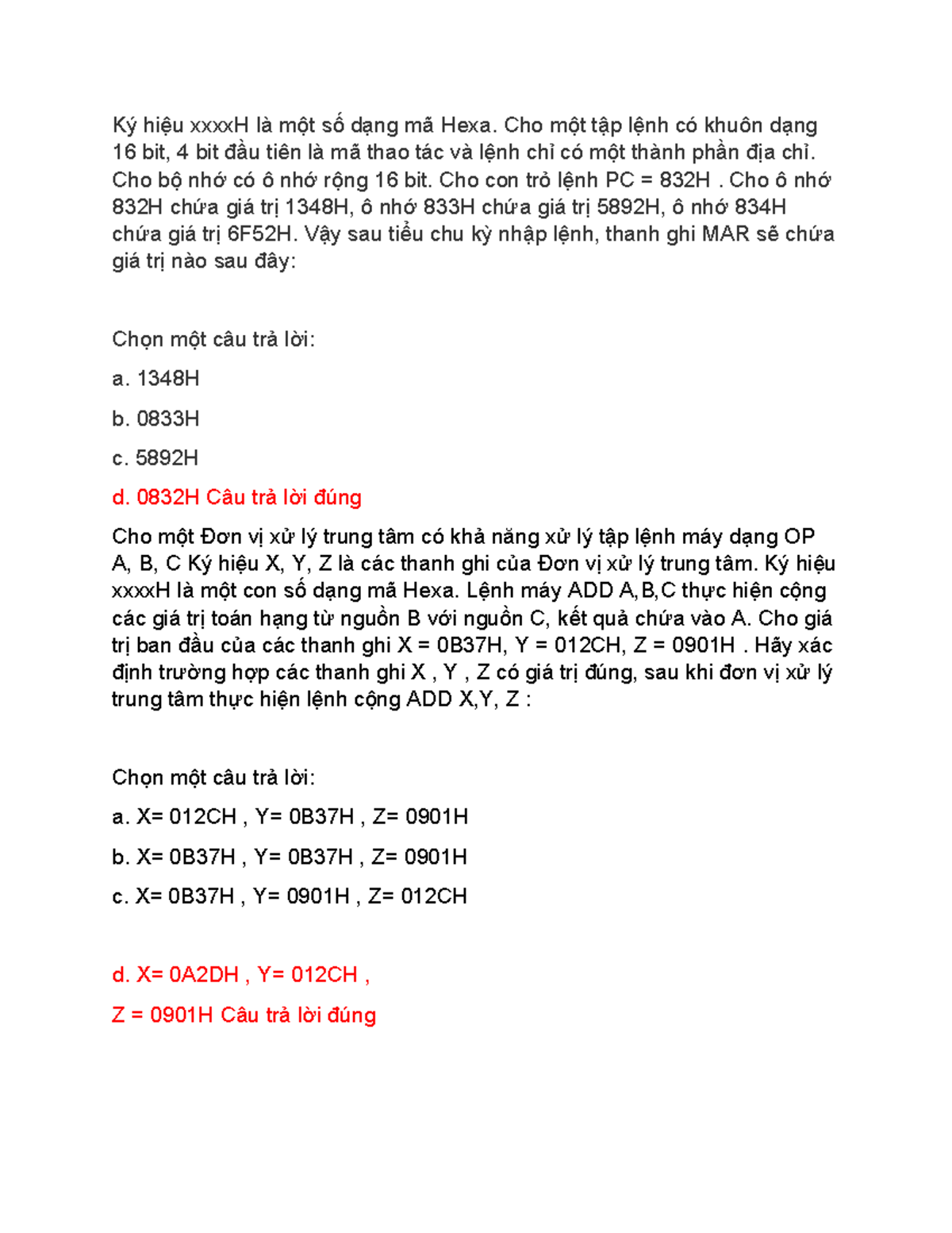 Kiến trúc máy tính - đasadsad - Ký hiệu xxxxH là một số dạng mã Hexa ...