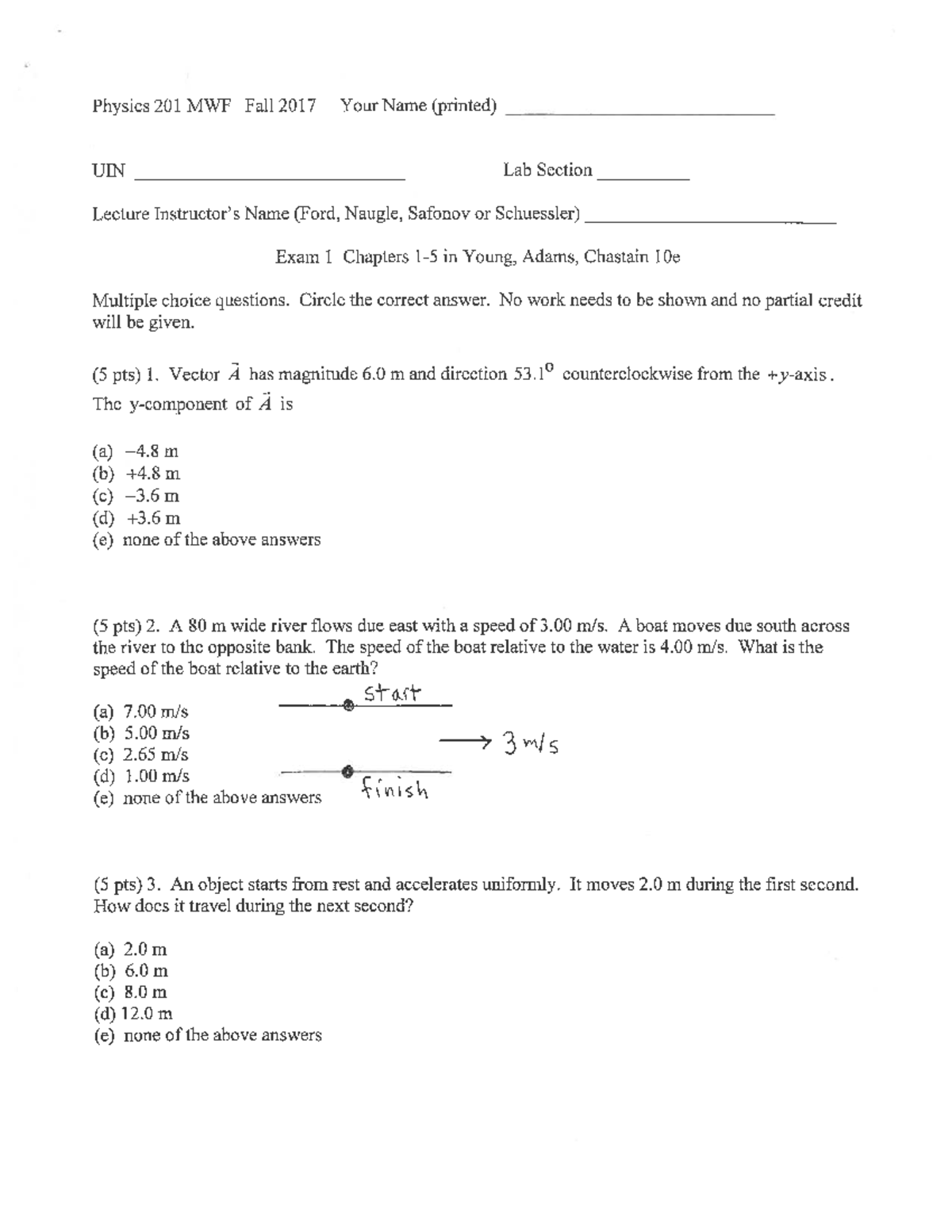 Ex1f17noans - practice exam 1 - PHYS 201 - Studocu