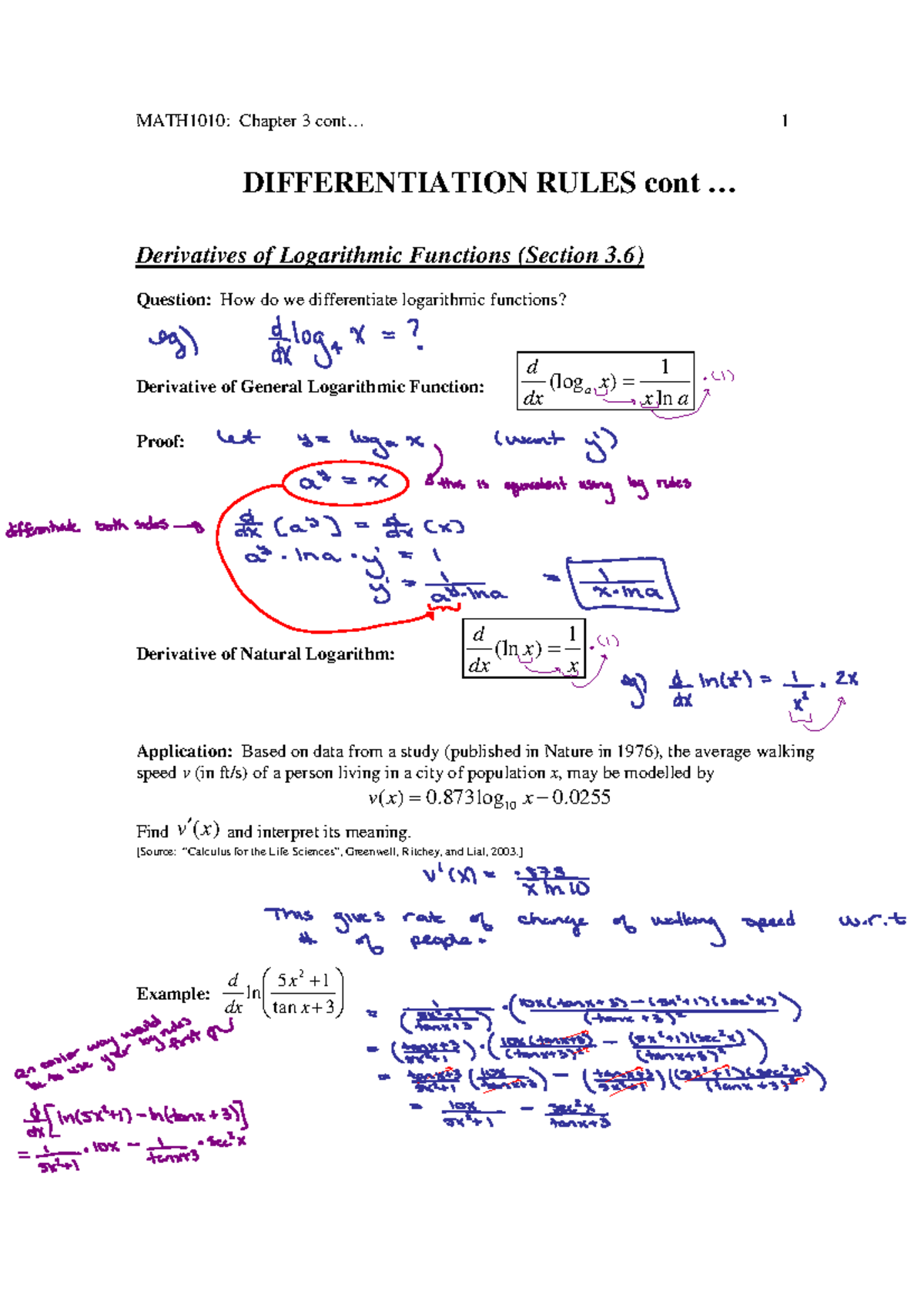 Calculus I Lecture 8 - MATH1010: Chapter 3 cont… 1 DIFFERENTIATION ...