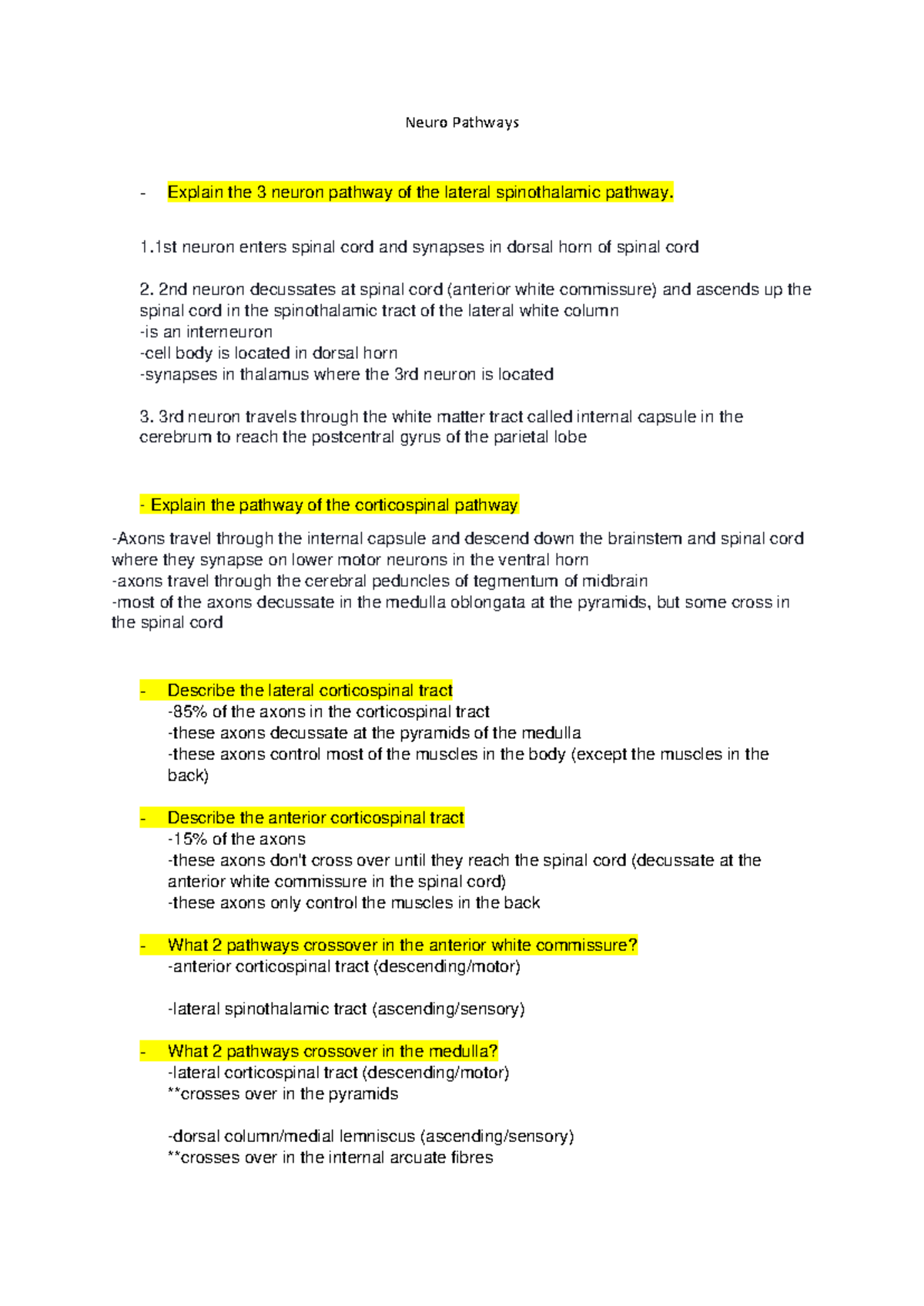 Neuro Pathways - med - Neuro Pathways Explain the 3 neuron pathway of ...
