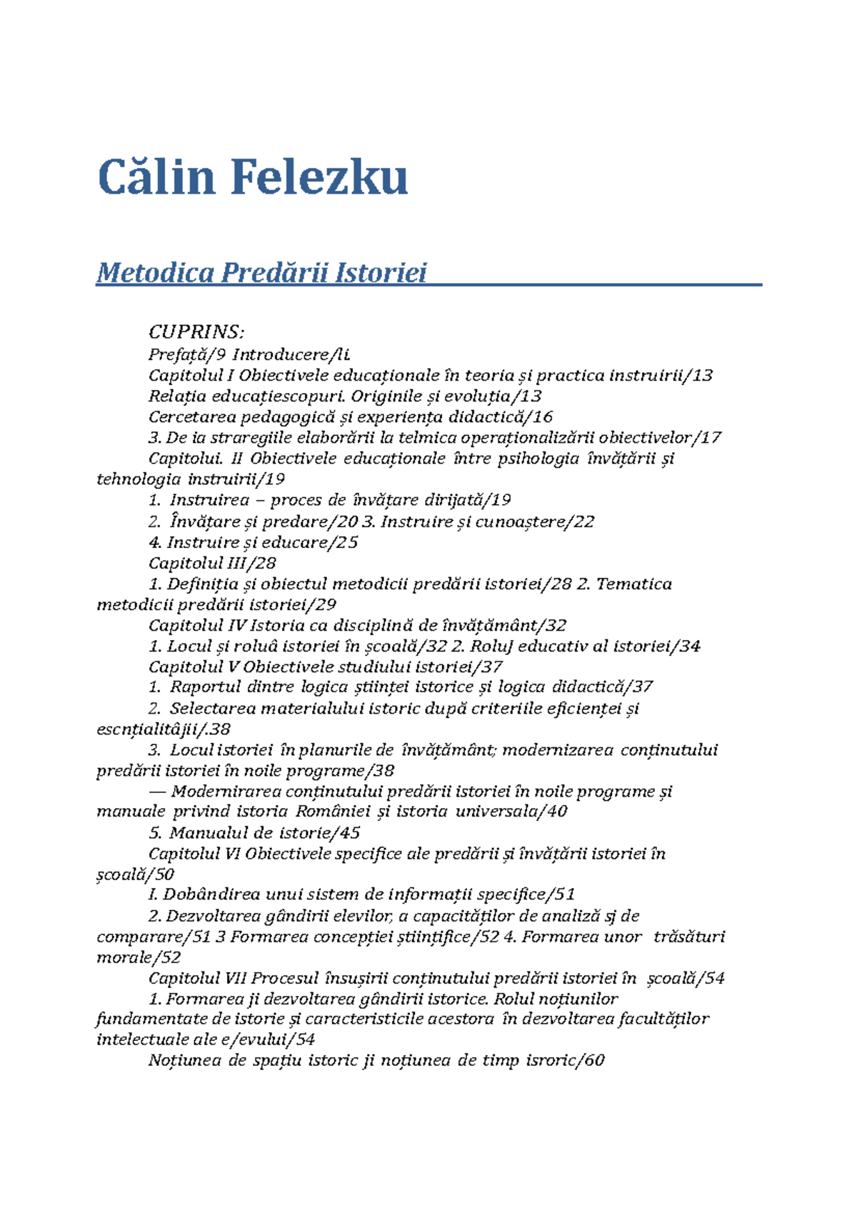 Metodica-predarii-istoriei - Călin Felezku Metodica Predării Istoriei ...