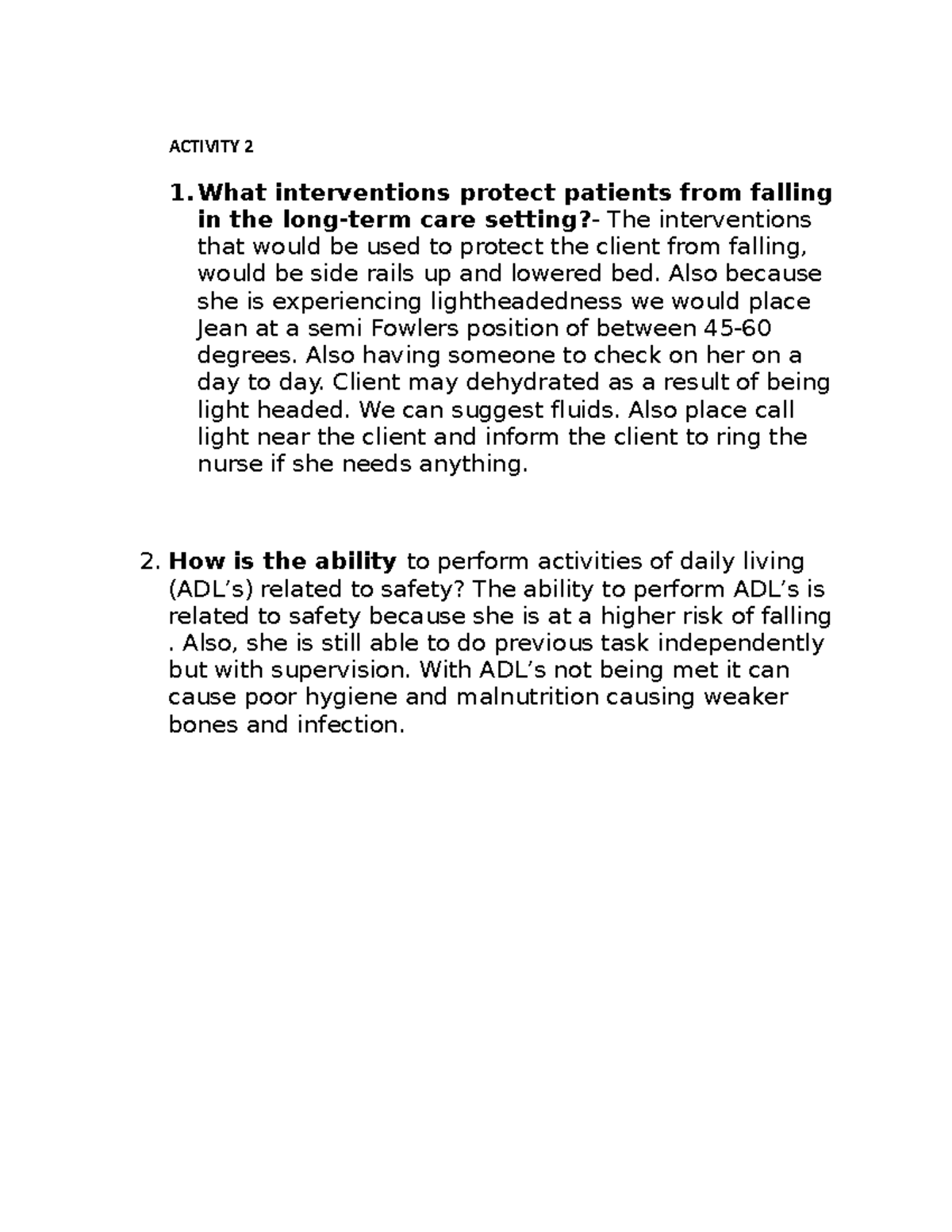Activity 2- Jean - homework - ACTIVITY 2 What interventions protect ...