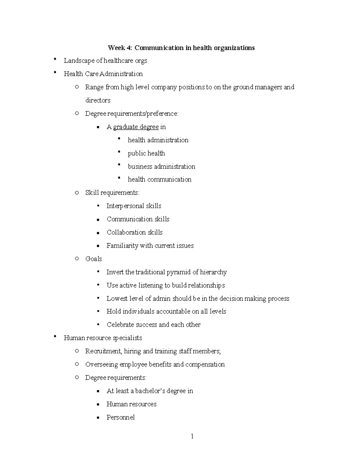 Week 4Notes Mini Study Guide - Week 4: Communication in health ...