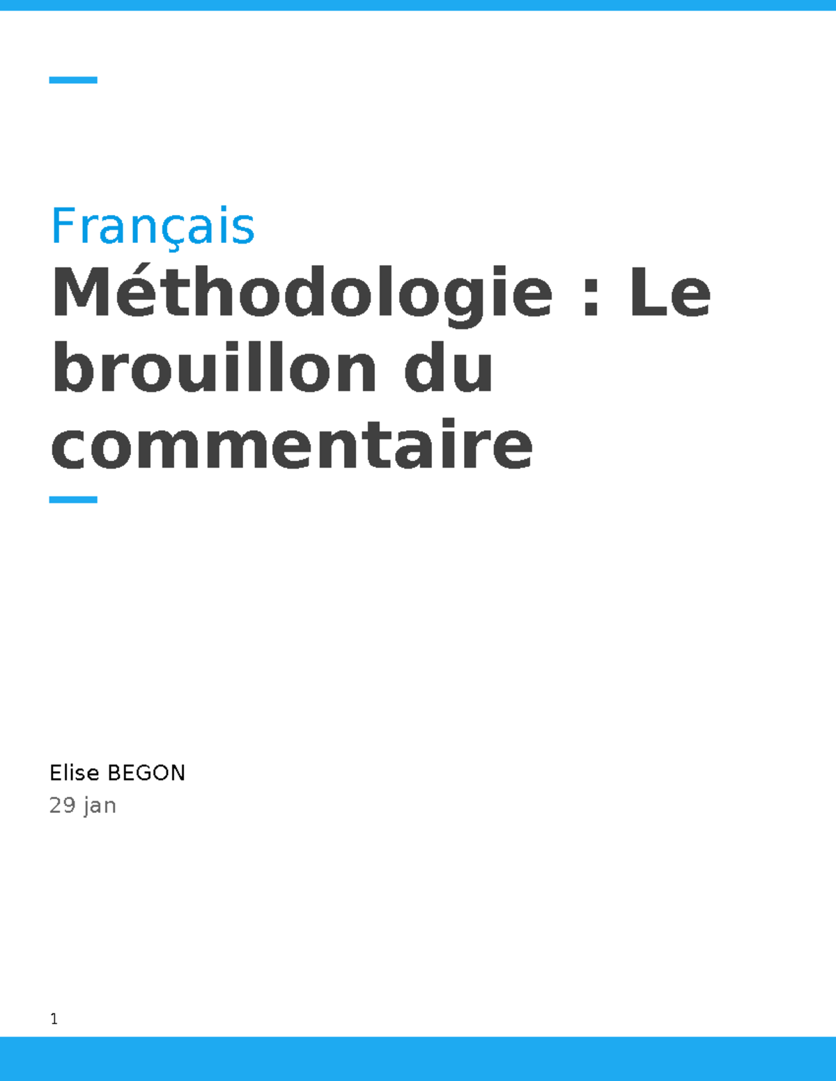 Méthodologie brouillon commentaire - Français Méthodologie : Le ...