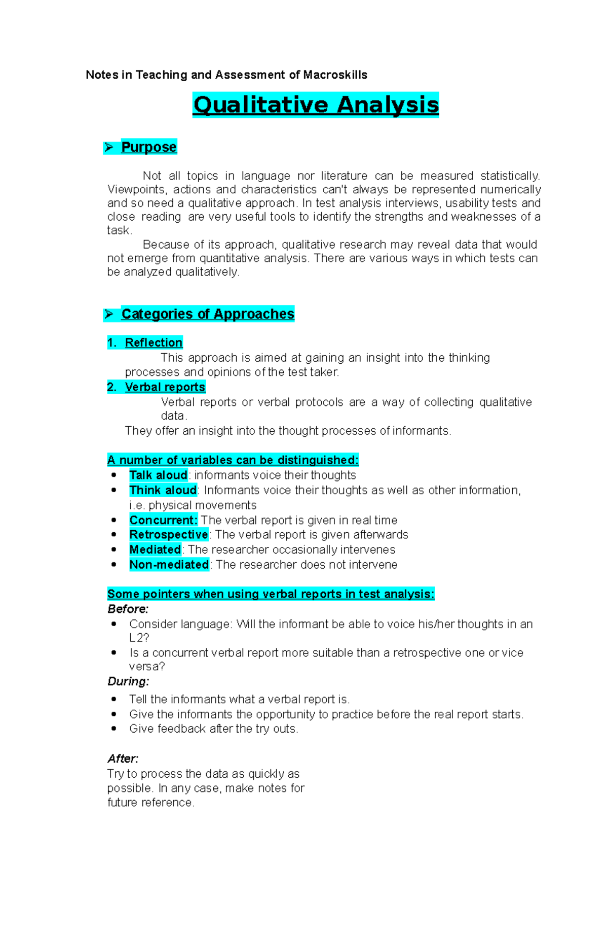 Qualitative Analysis - Notes in Teaching and Assessment of Macroskills ...