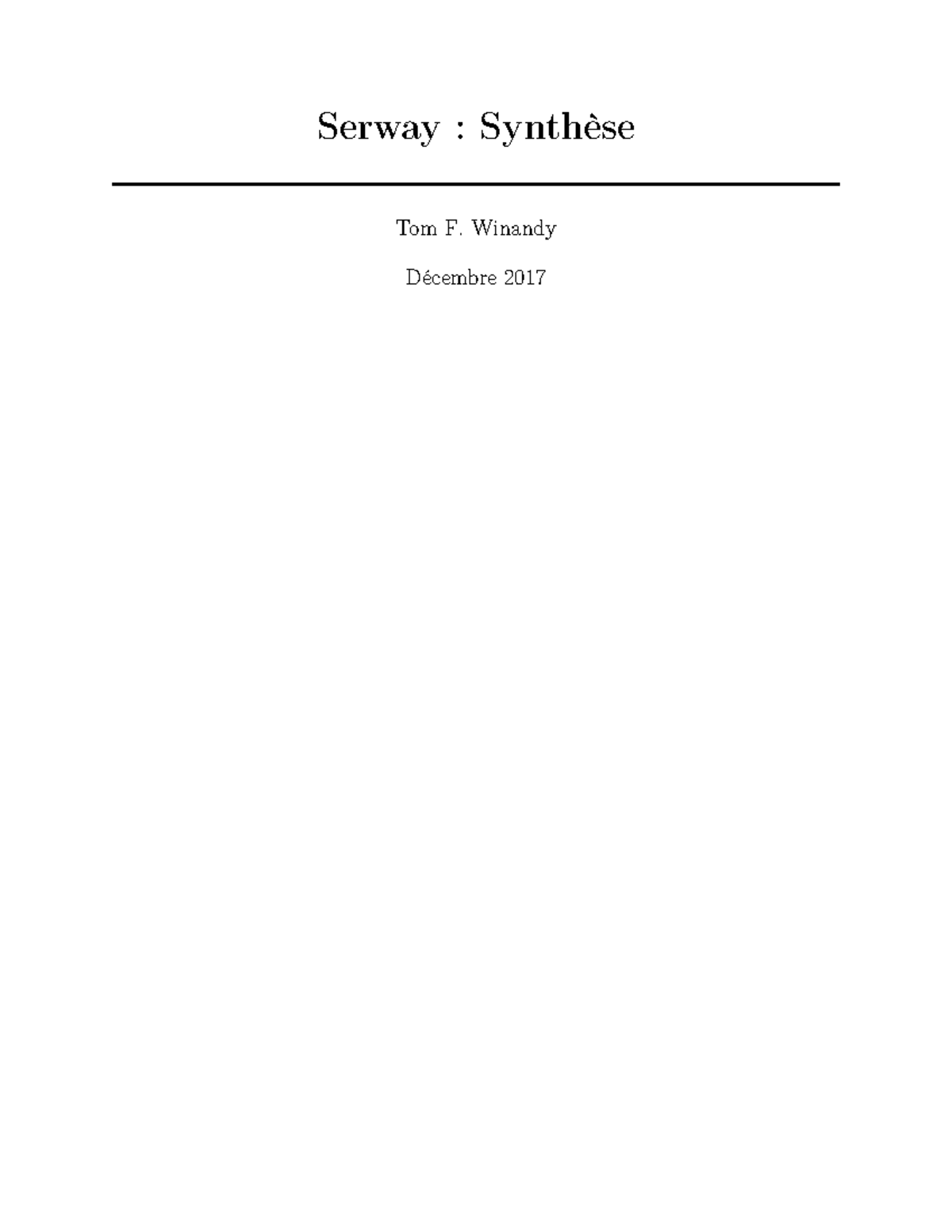 2016 - Synthèse - note - Serway : Synthèse Tom F. Winandy Décembre 2017 ...