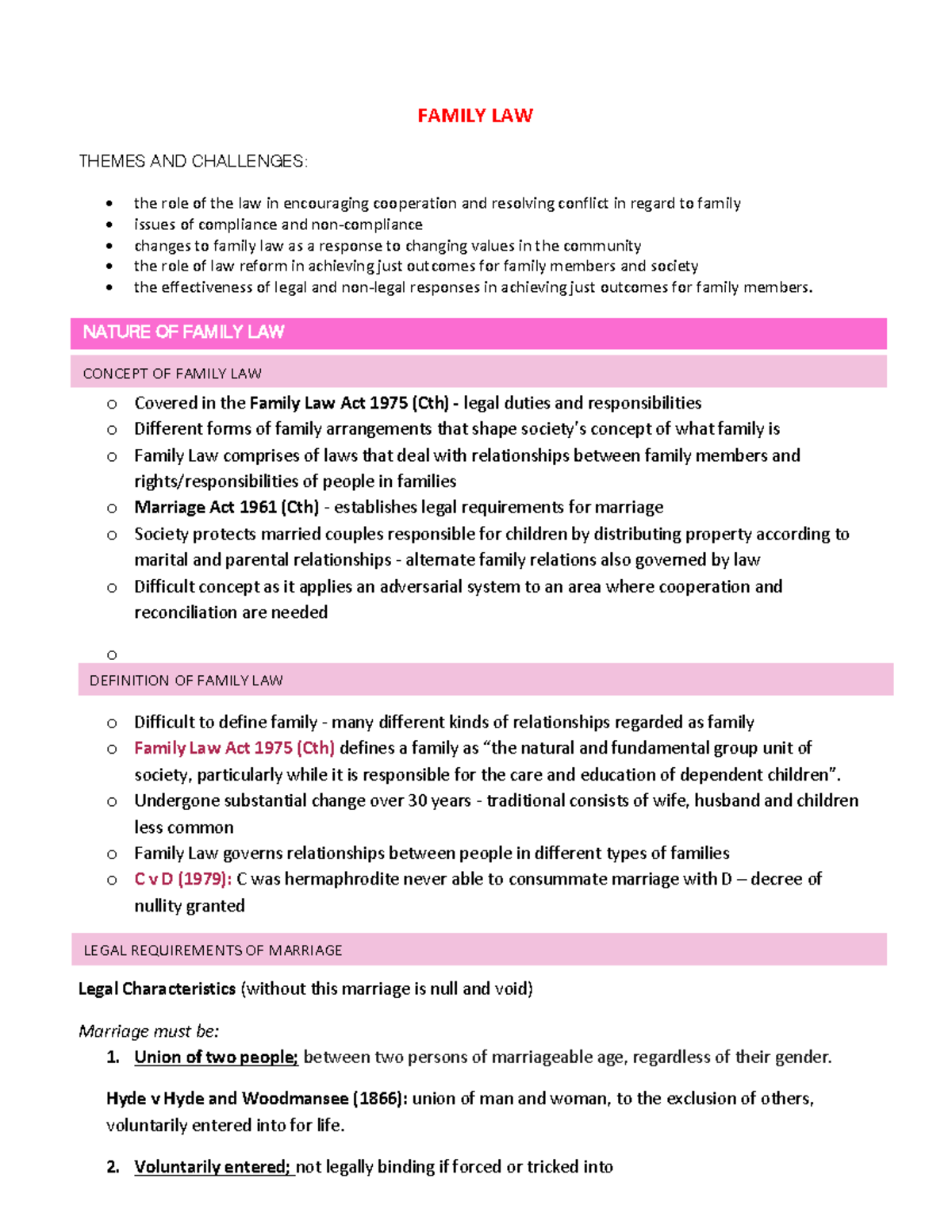 Family Law Notes - Past HSC practice - FAMILY LAW THEMES AND CHALLENGES ...