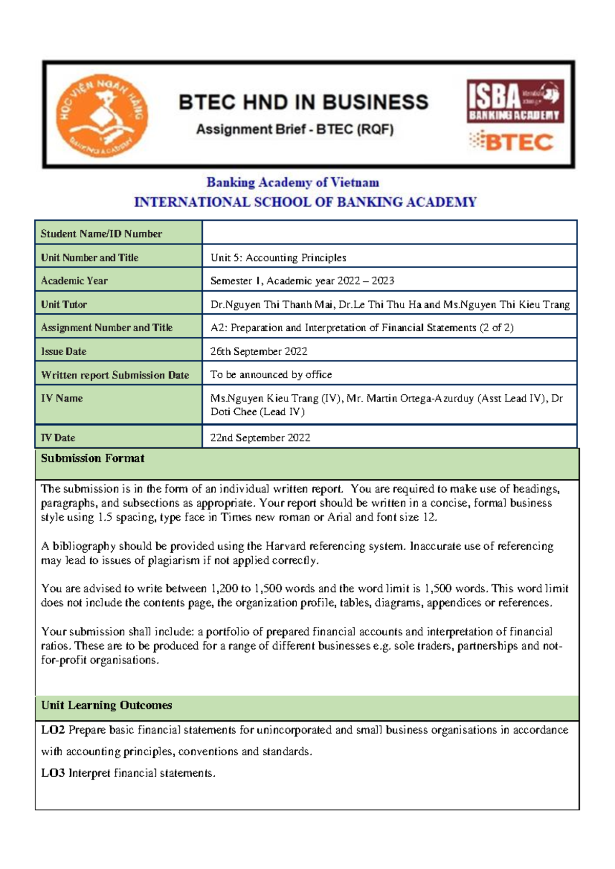 Amended Final Unit 5 - AAB-Accounting Principles - A2 - Student Name/ID Number Unit Number and ...