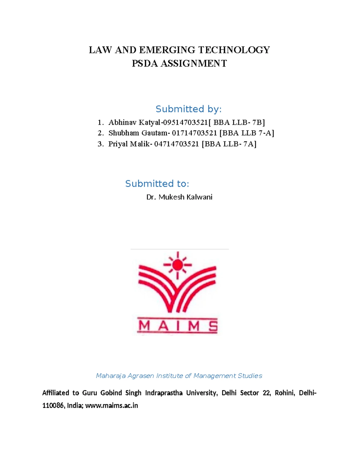 LET PSDA - Law And Emerging technology PSDA - LAW AND EMERGING ...