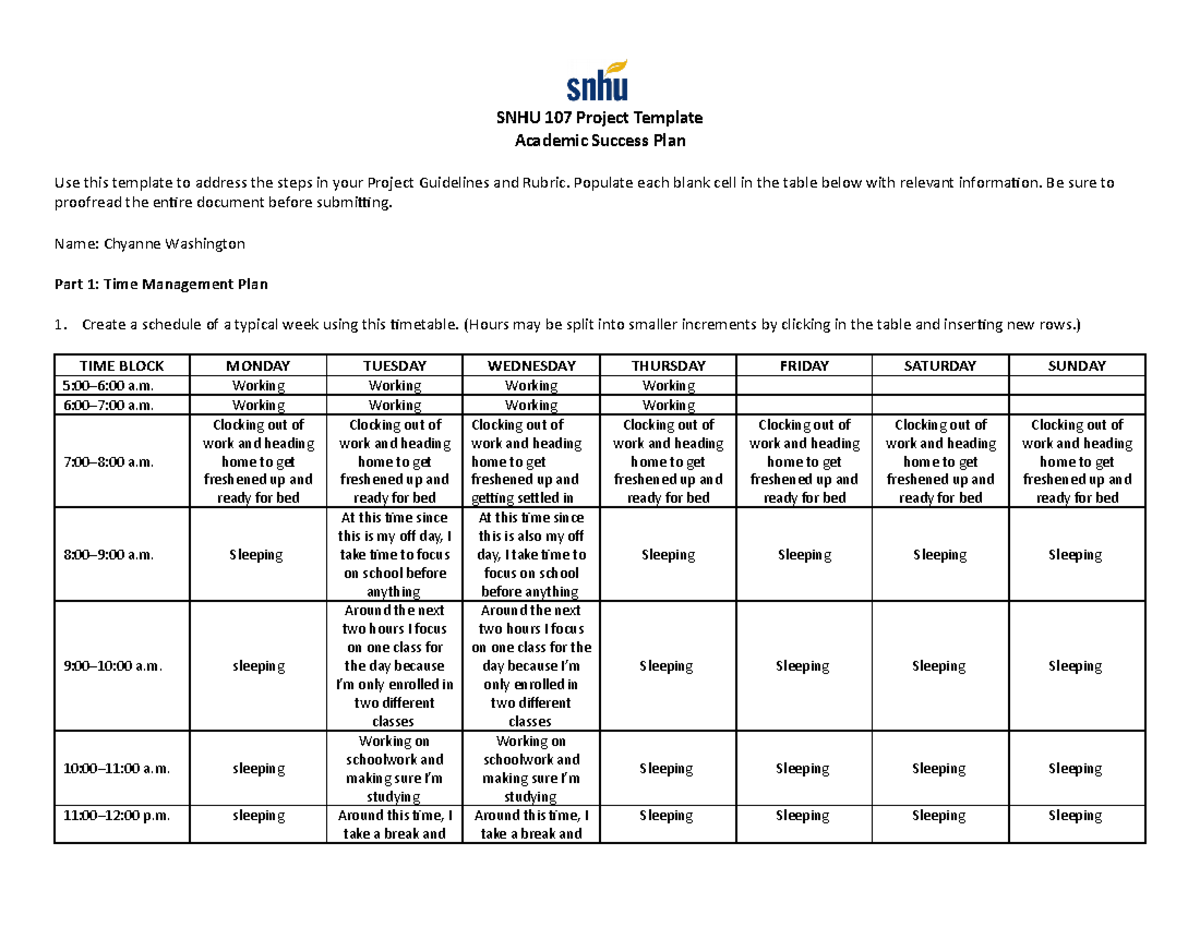 Module 7 Success Strategies Project - SNHU 107 Project Template ...