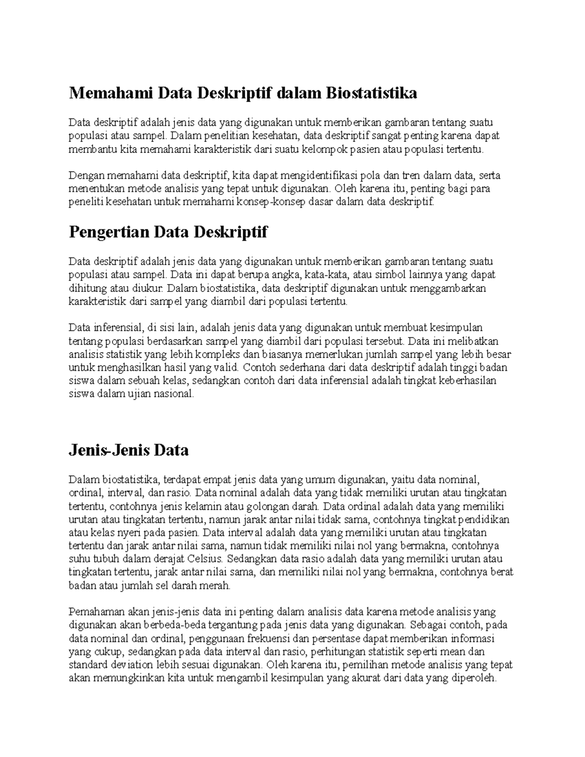 Memahami Data Deskriptif dalam Biostatistika - Dalam penelitian ...