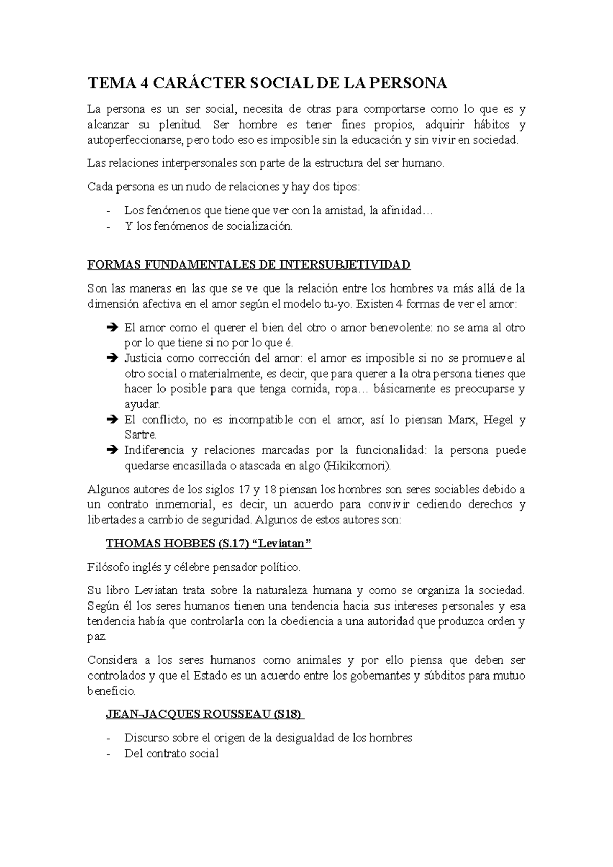 Apuntes TEMA 4 - TEMA 4 CARÁCTER SOCIAL DE LA PERSONA La persona es un ...