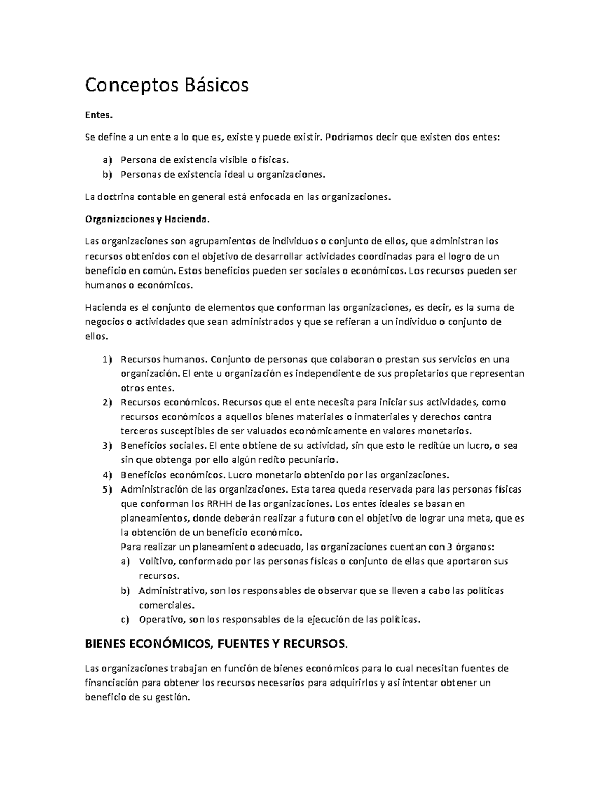 resumen primer parcial contabilidad basica - Conceptos Básicos Entes ...