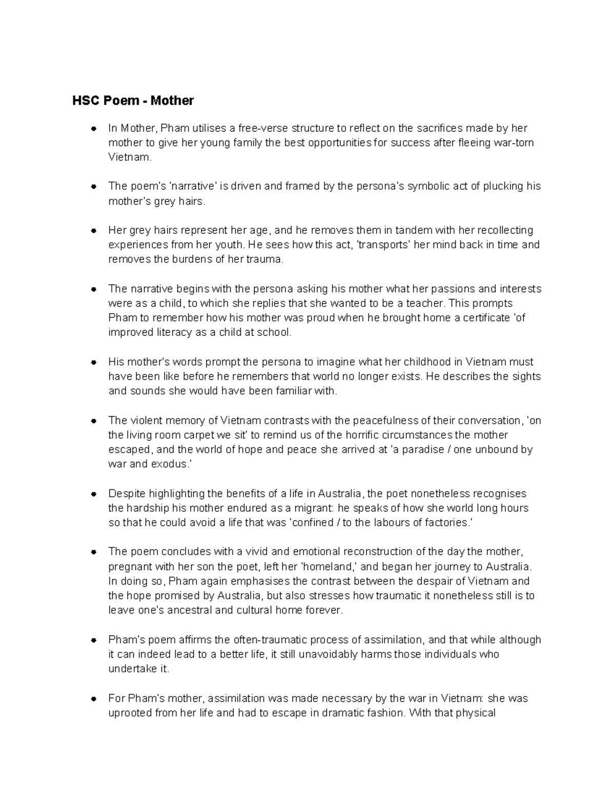 HSC Poems - The poem’s ‘narrative’ is driven and framed by the persona ...