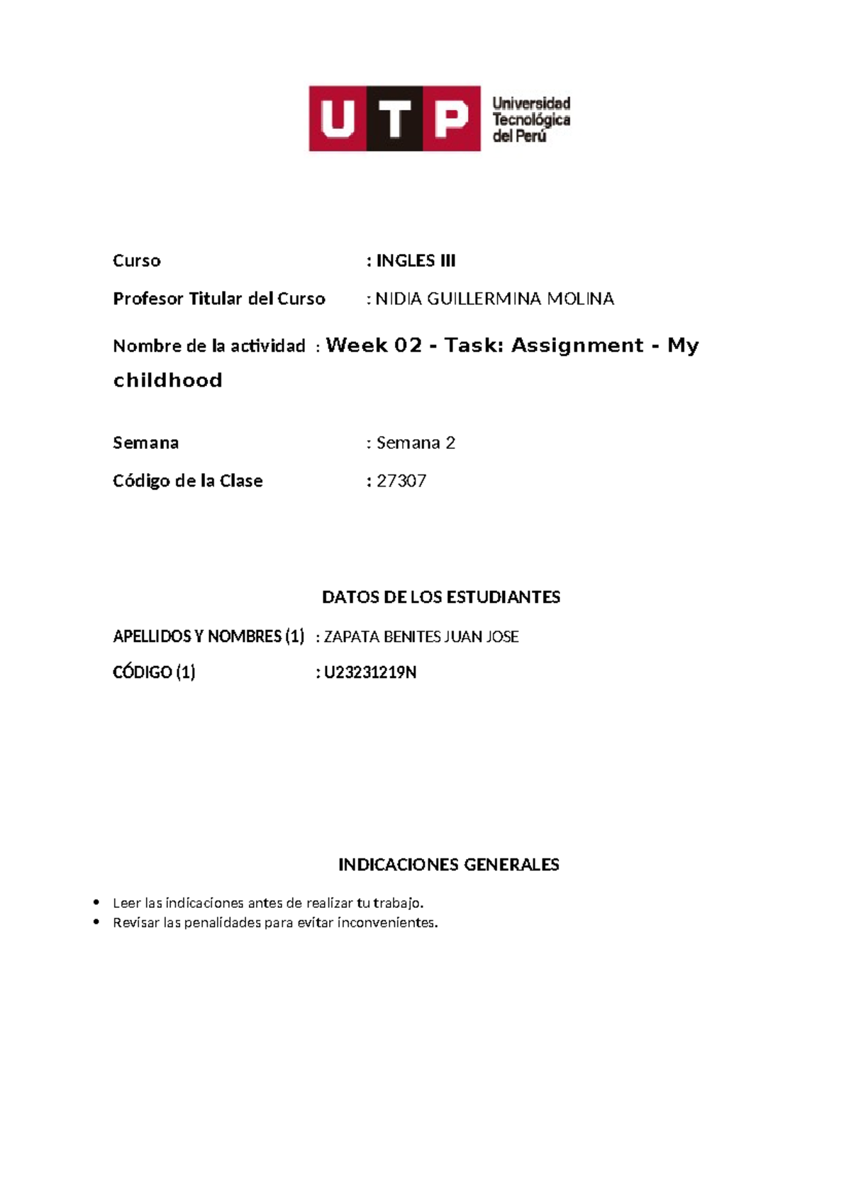 Semana 2 - ,,, - Ingles III - Curso : INGLES III Profesor Titular del ...