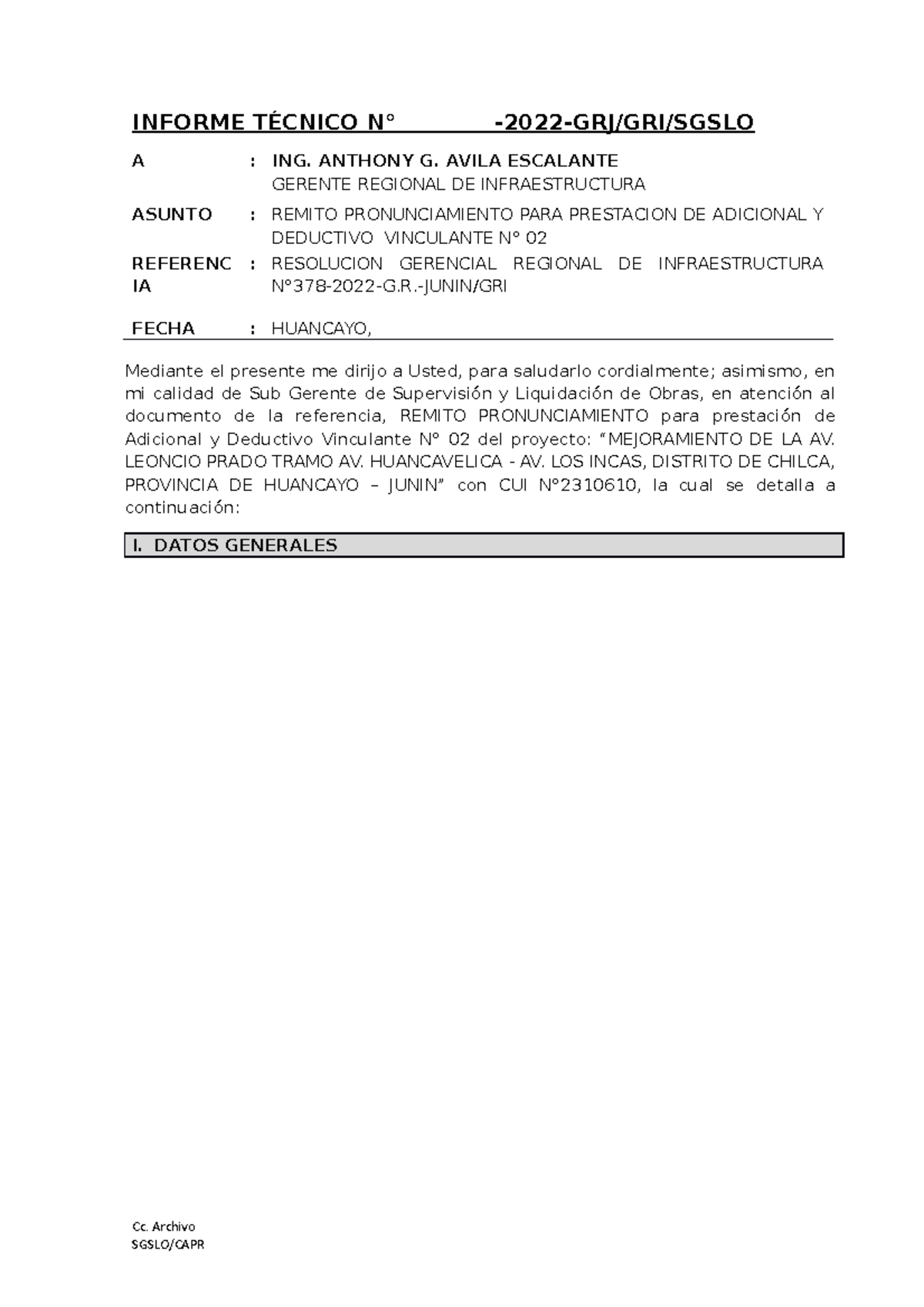 2. Prestacion DE Adicional Y Deductivo DE OBRA N°02 - INFORME TÉCNICO N° -2022-GRJ/GRI/SGSLO A ...