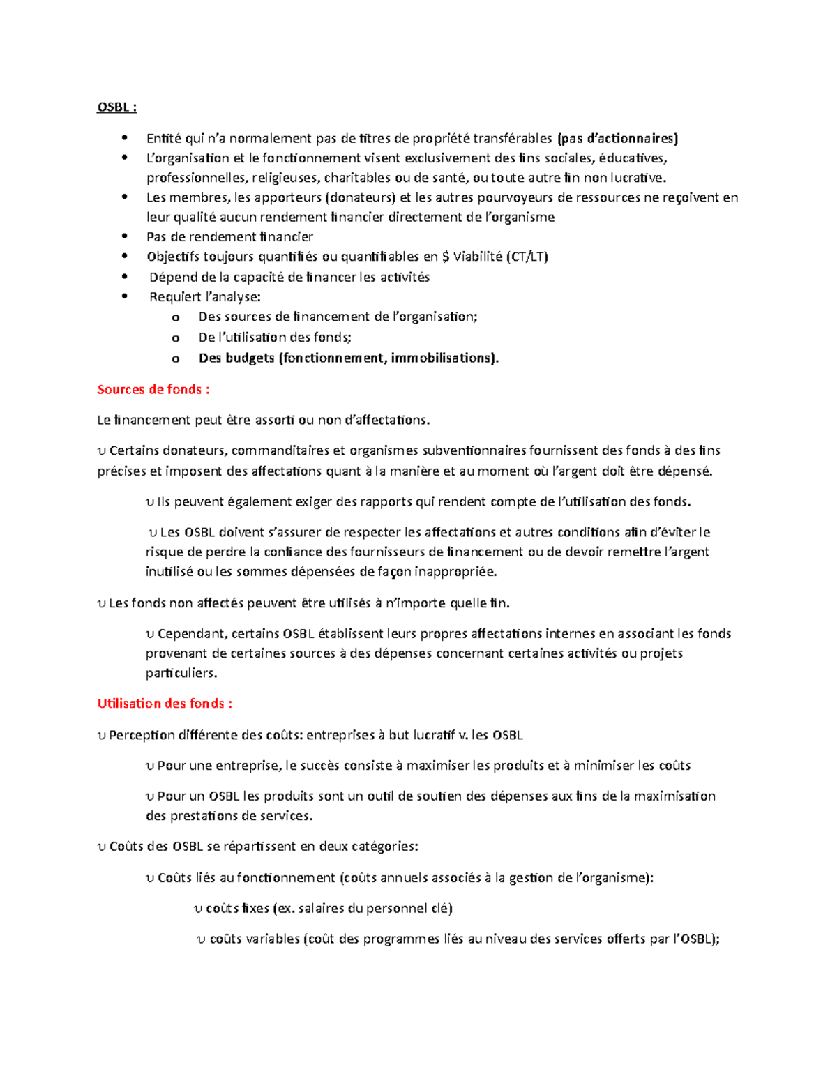 OSBL- Final - OSBL : Entité qui n’a normalement pas de titres de ...