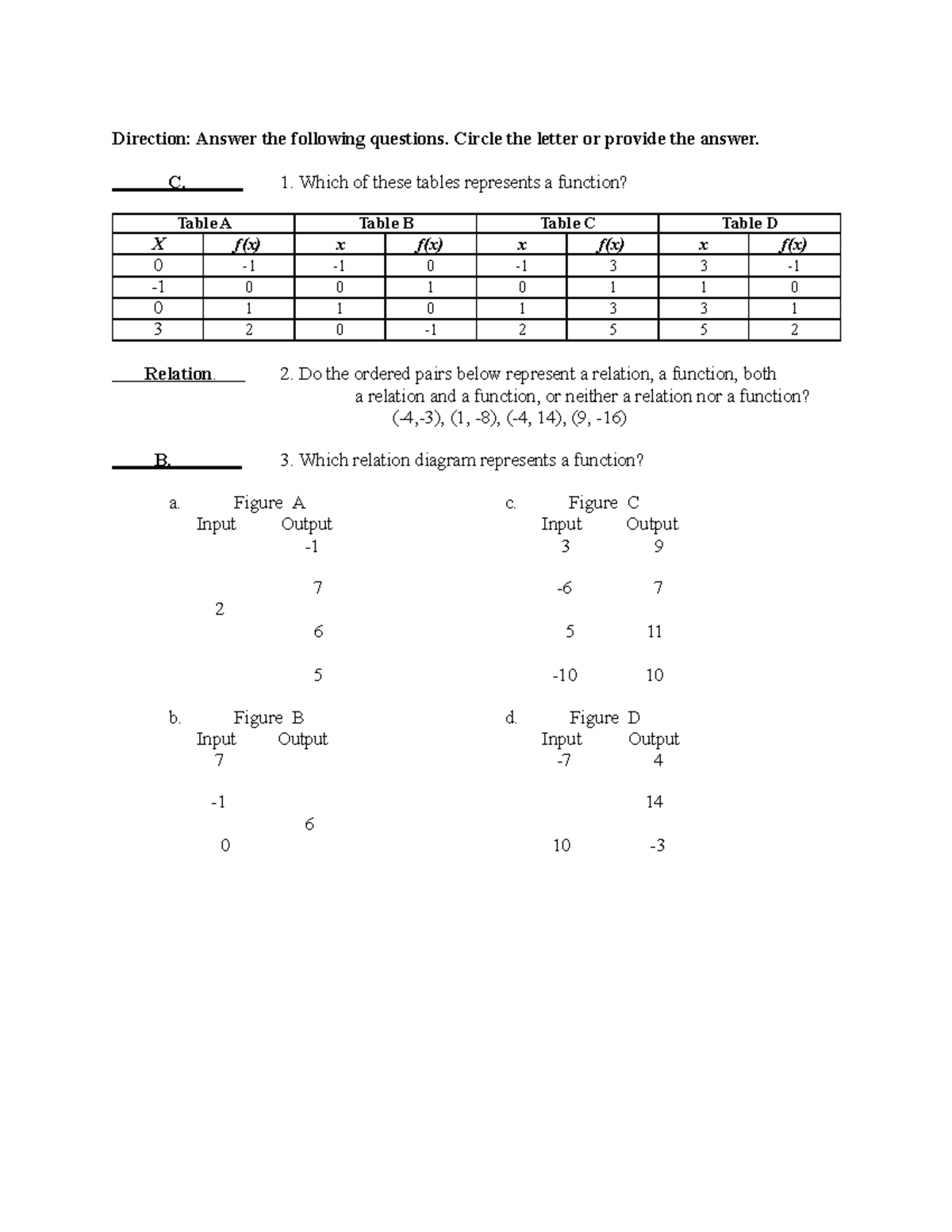 Mathematics in the Modern World Lesson 2 - Direction: Answer the ...