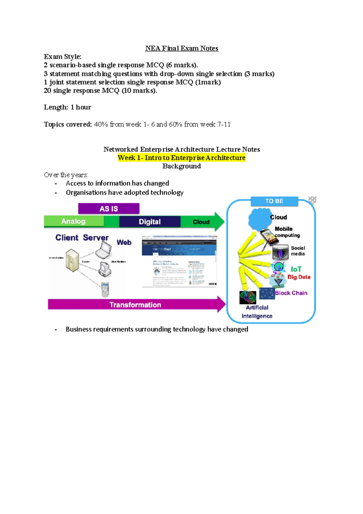 NEA Lecture Notes 2022 Spring - NEA Final Exam Notes Exam Style: 2 ...