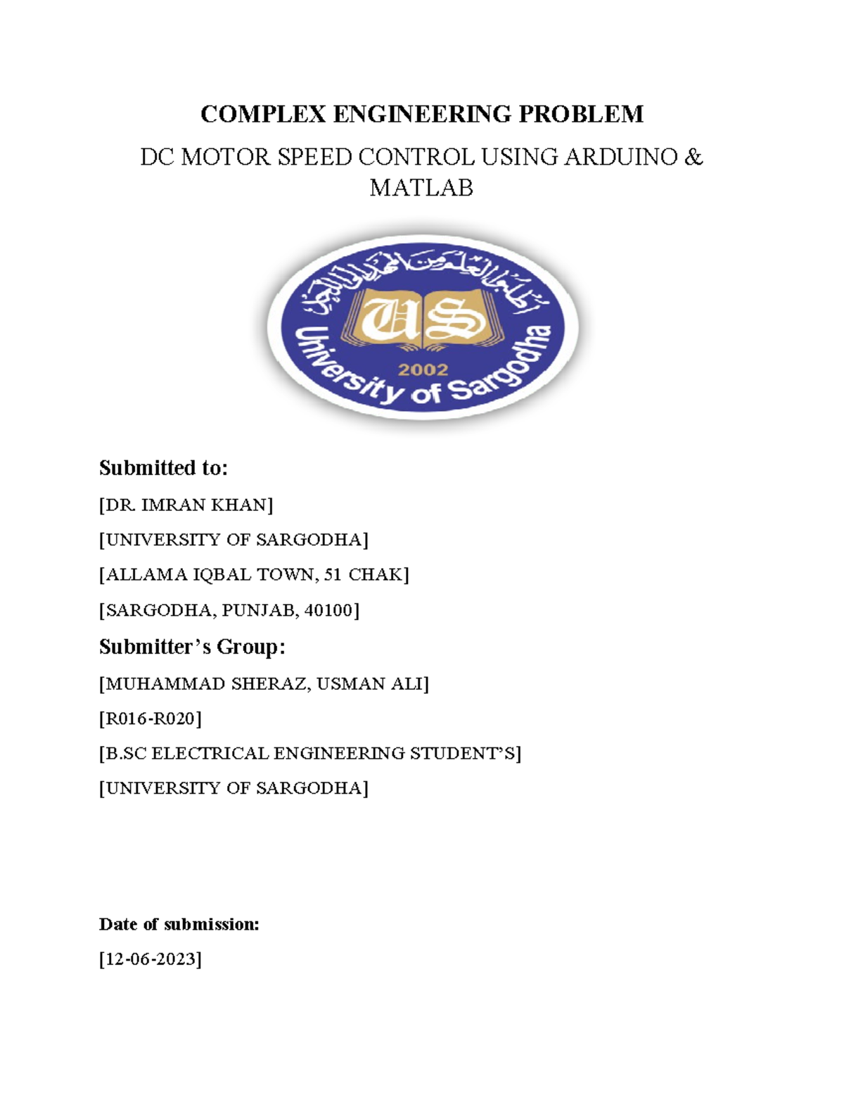 Complex Engineering Problem - COMPLEX ENGINEERING PROBLEM DC MOTOR ...