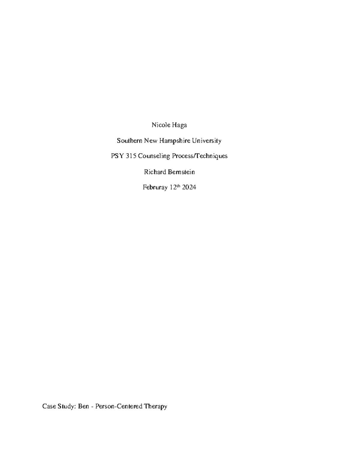 Psy 315 ti draft final project - Nicole Haga Southern New Hampshire ...