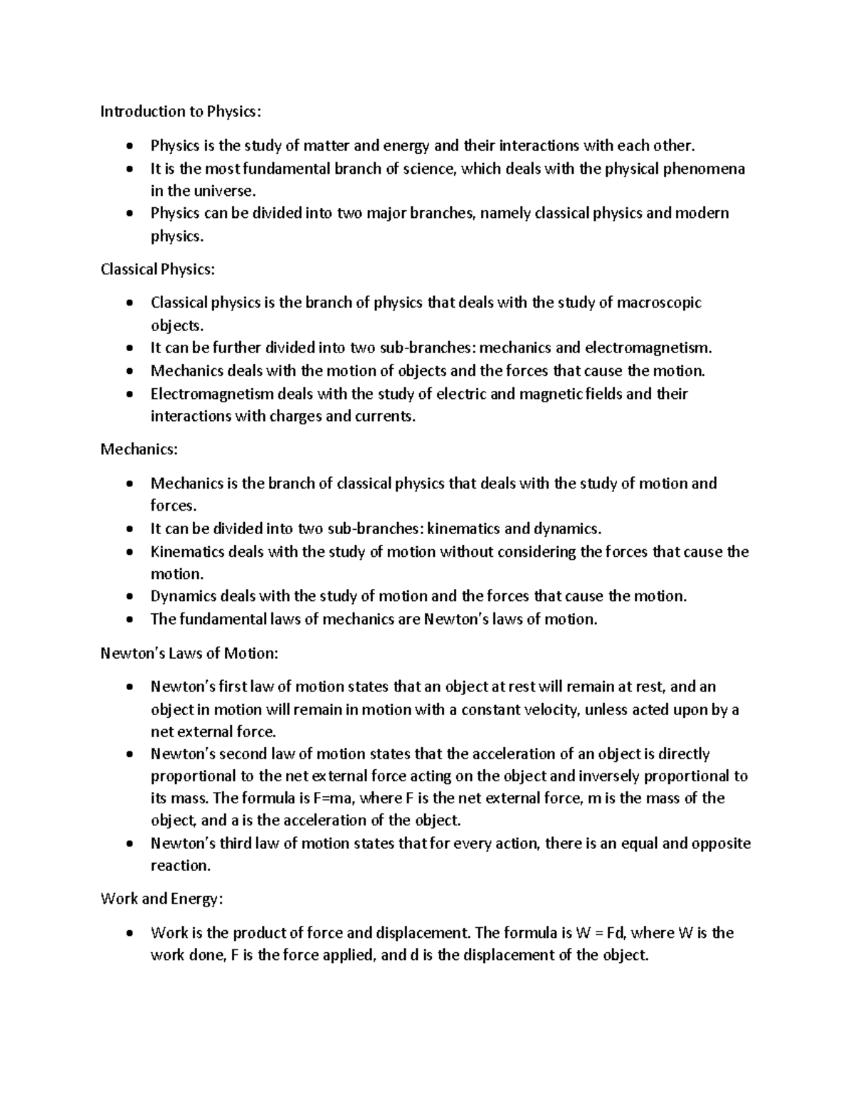 Physics - Introduction to Physics: Physics is the study of matter and ...