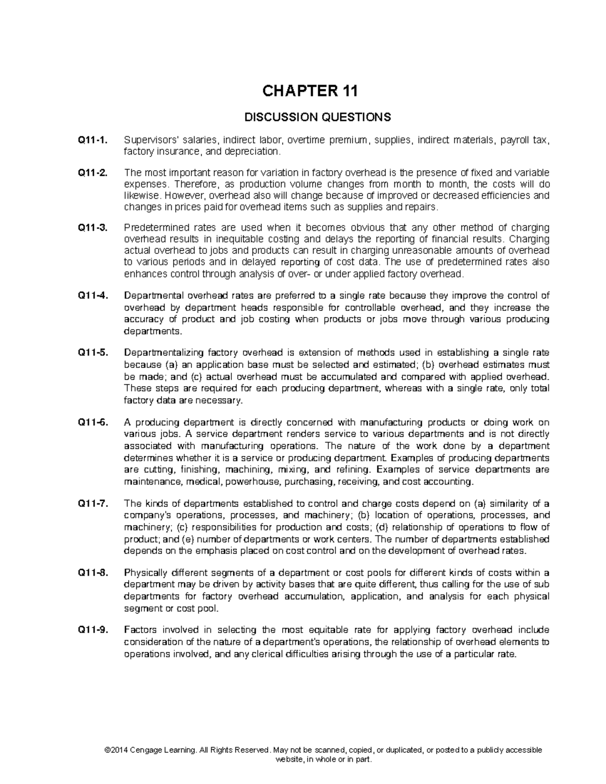 Ch11SM elearn - CHAPTER 11 DISCUSSION QUESTIONS Q11-1. Supervisors ...