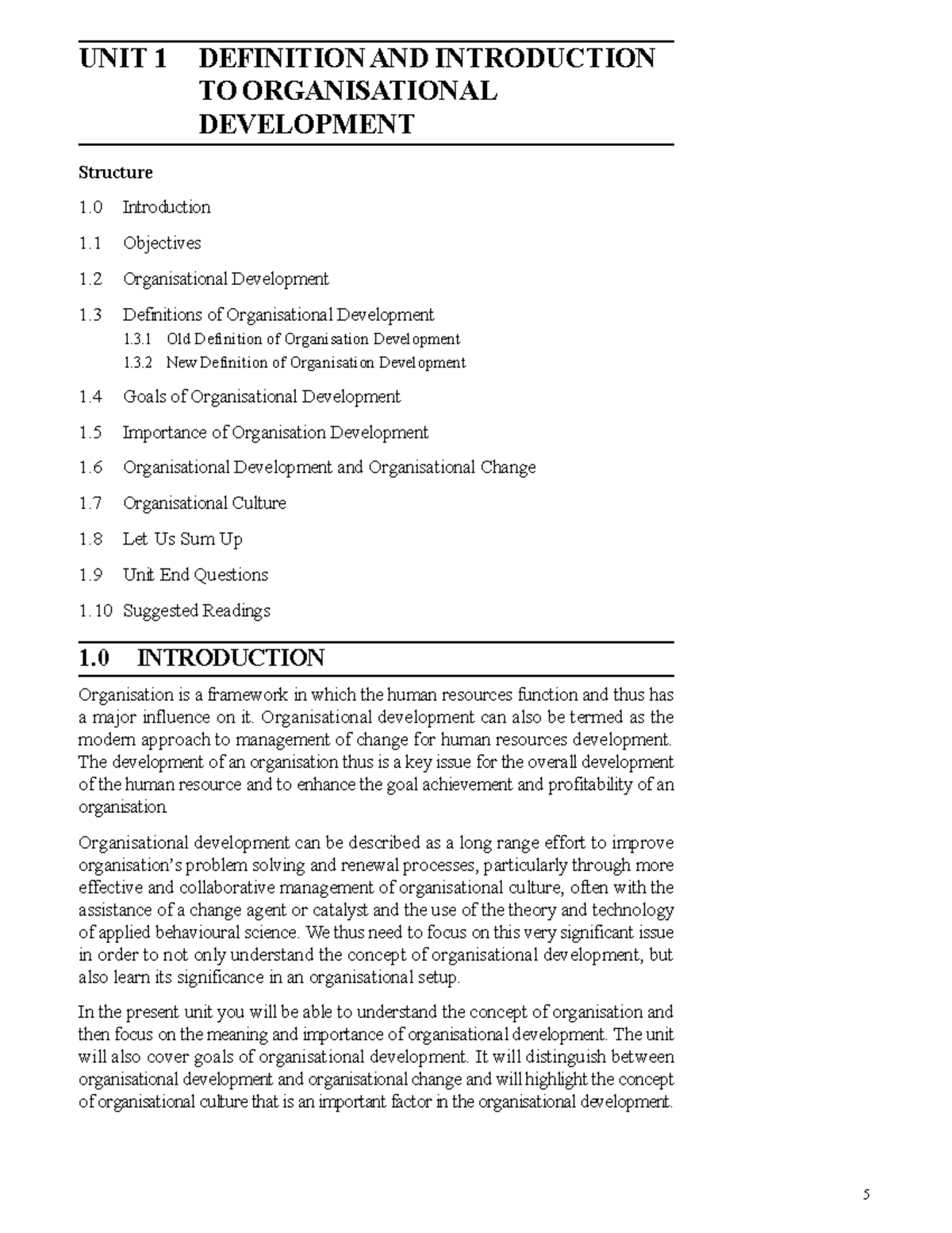 NColge 1373 Organisational Development (OD) - UNIT 1 DEFINITION AND ...