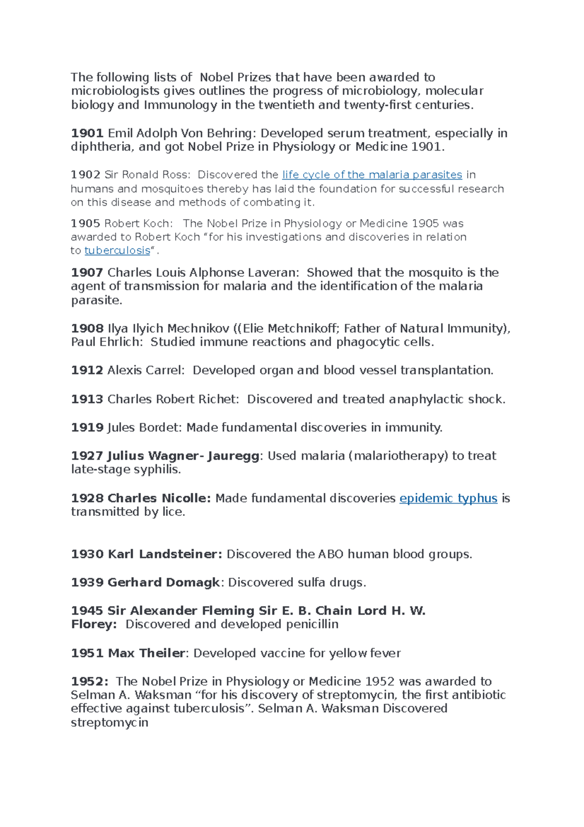 Noble laureates - The following lists of Nobel Prizes that have been ...