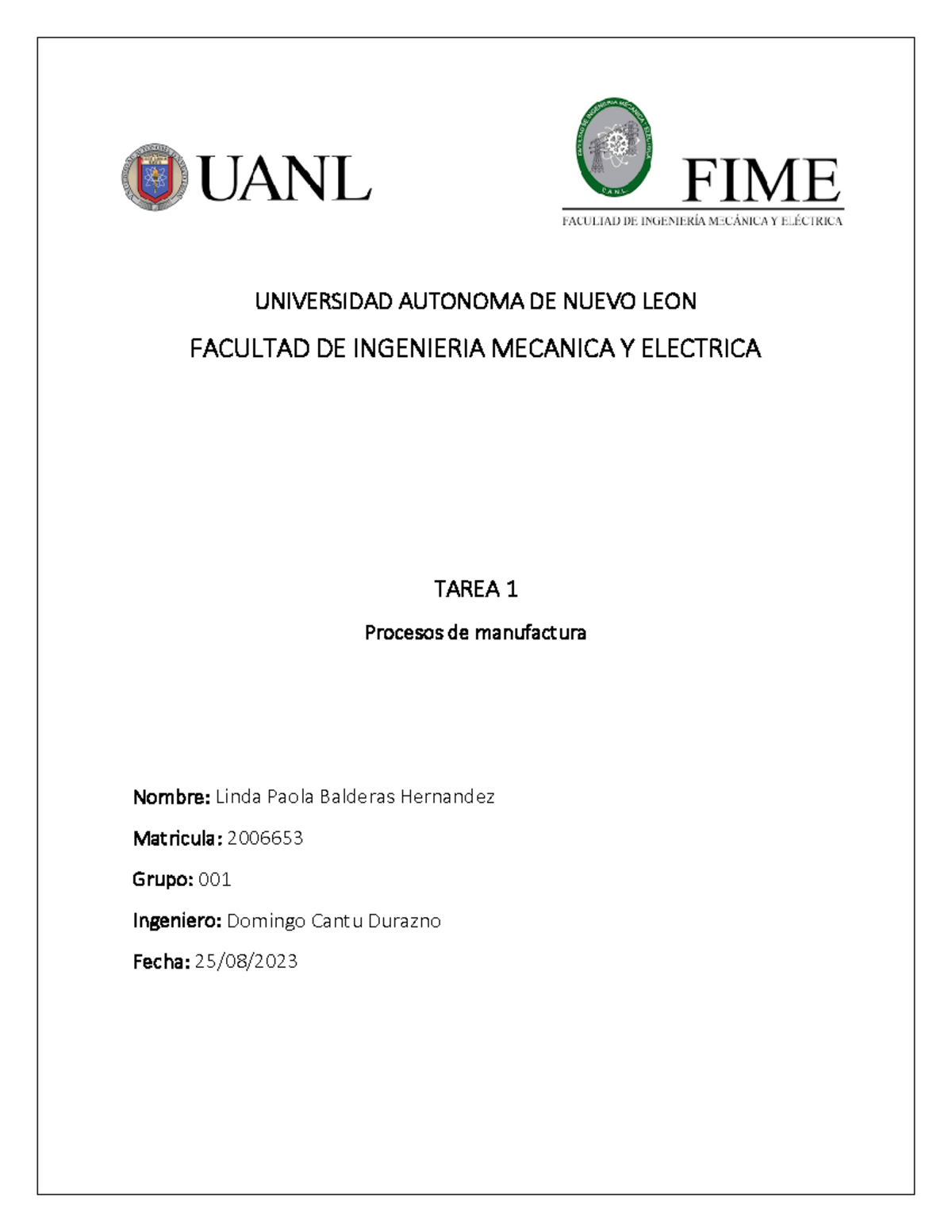 Tarea 1 Promanu LPBH - TAREITA - UNIVERSIDAD AUTONOMA DE NUEVO LEON ...