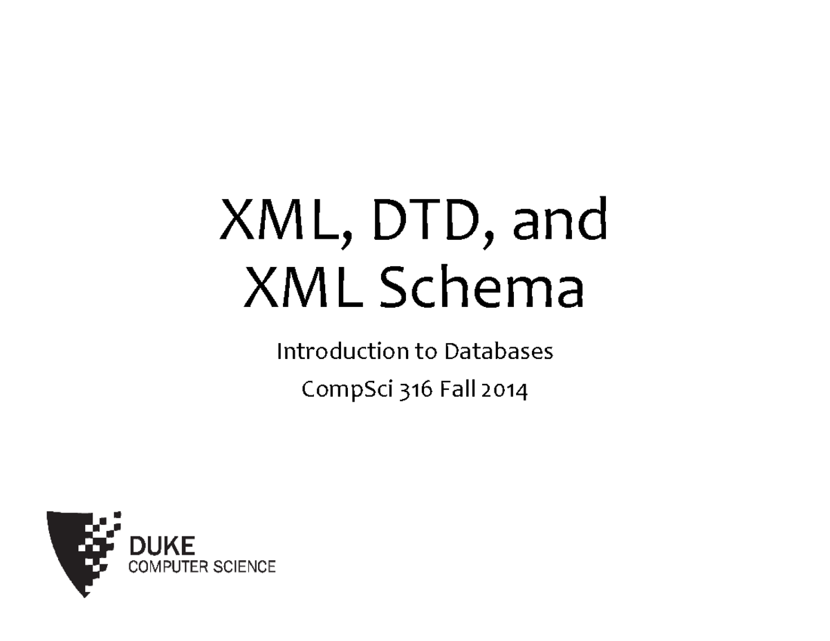 12-xml-notes - Lecture notes 12 - XML, DTD, and XML Schema Introduction ...