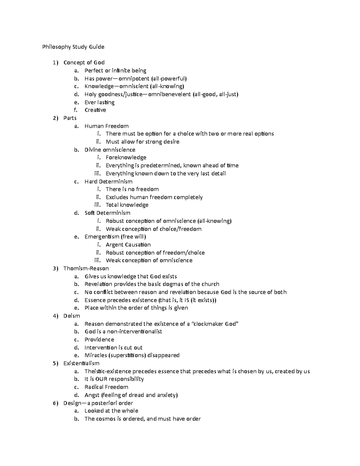 Religion and History Philosophy Study Guide - Philosophy Study Guide 1 ...